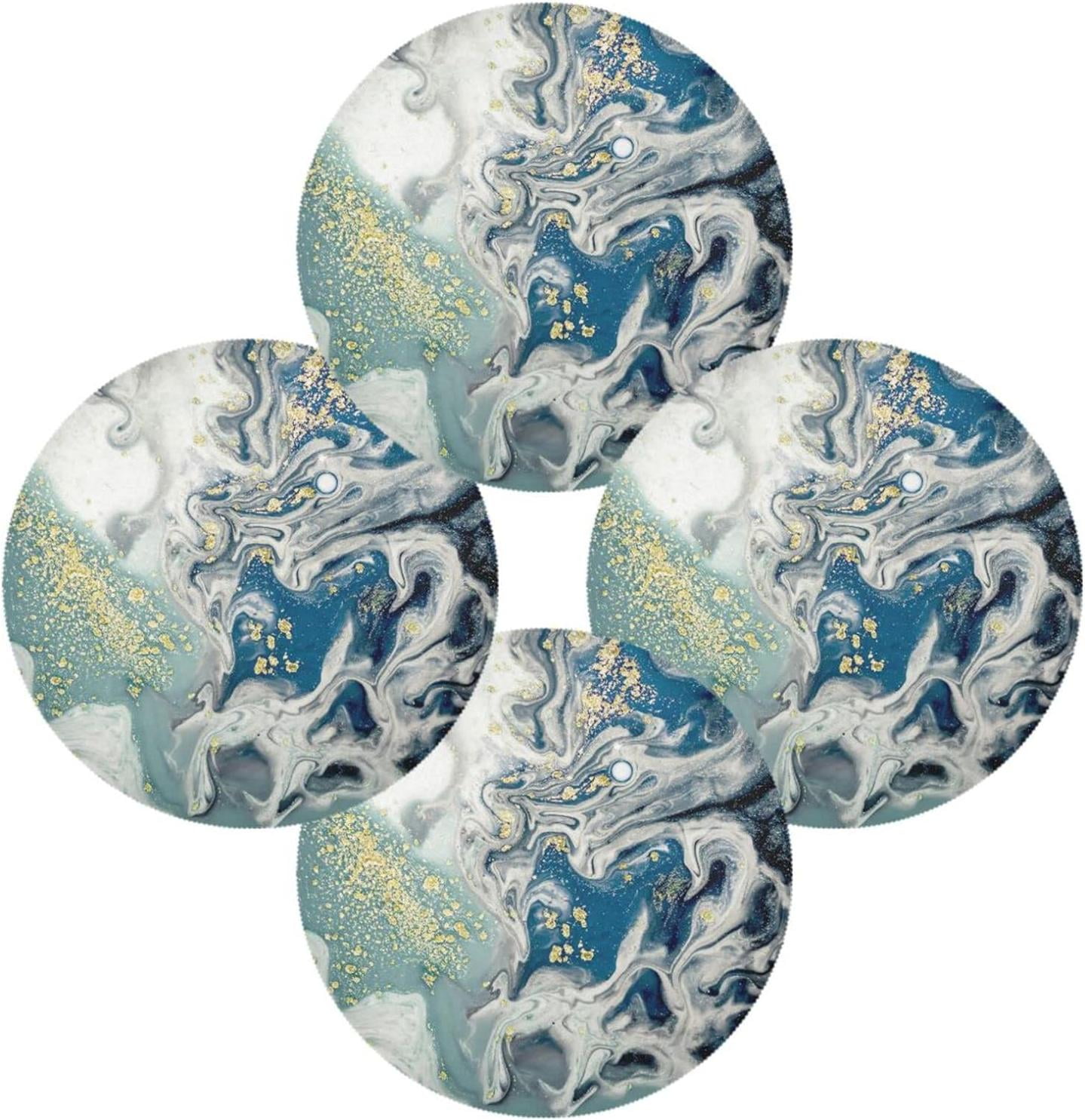 GZHJMY Marble Texture Round Placemats for Dining Table, Non-Slip Heat ...