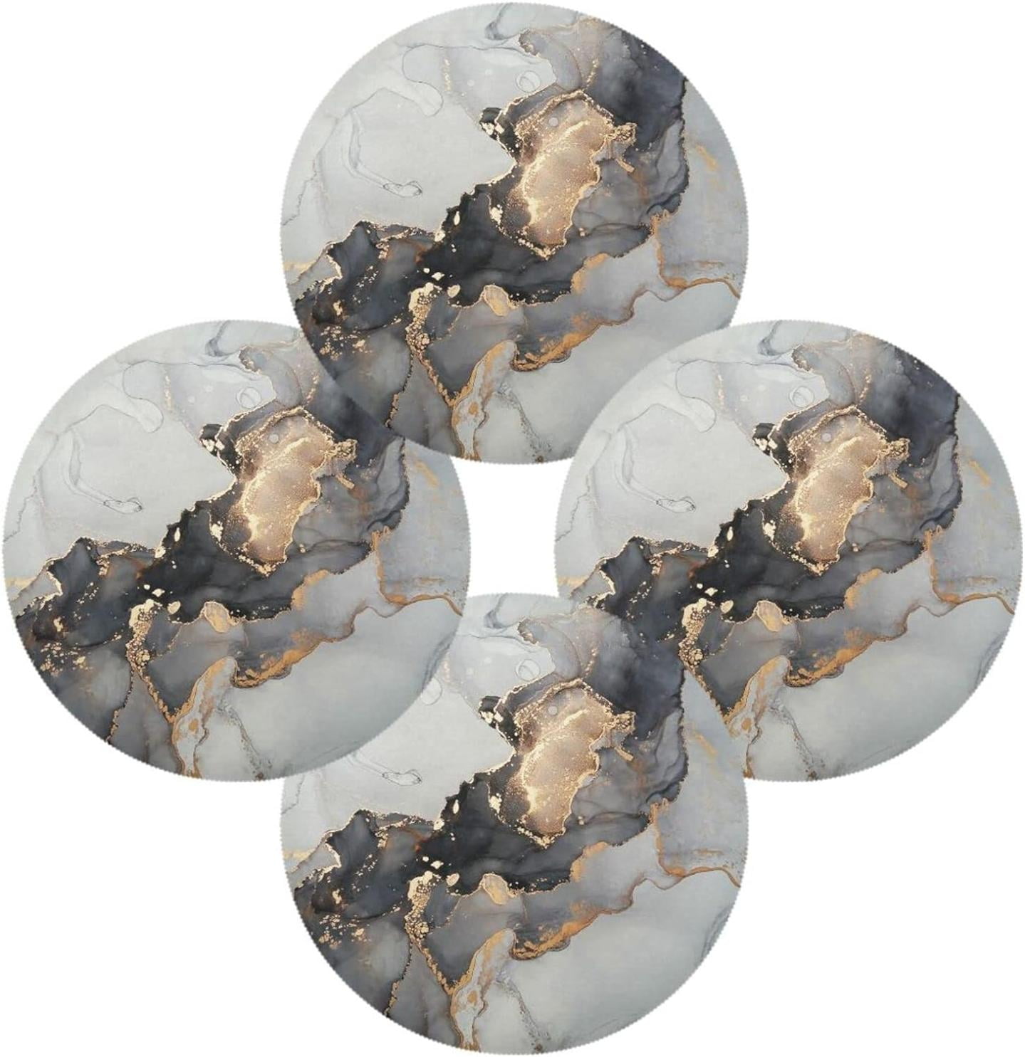 GZHJMY Marble Texture Round Placemats for Dining Table, Non-Slip Heat ...