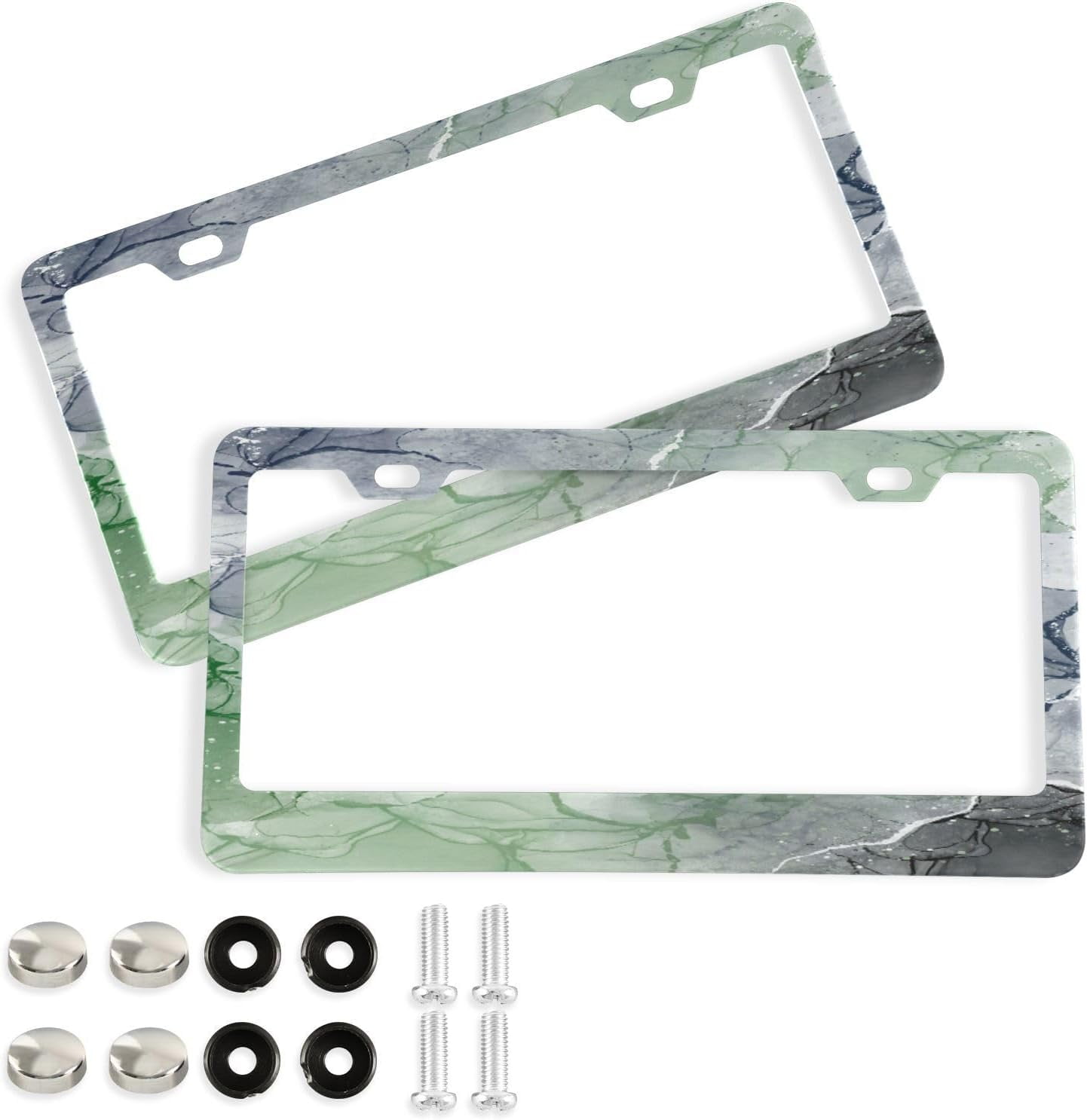 GZHJMY Marbled Ink Car License Plate Frame, 2 Pack Aluminum License ...