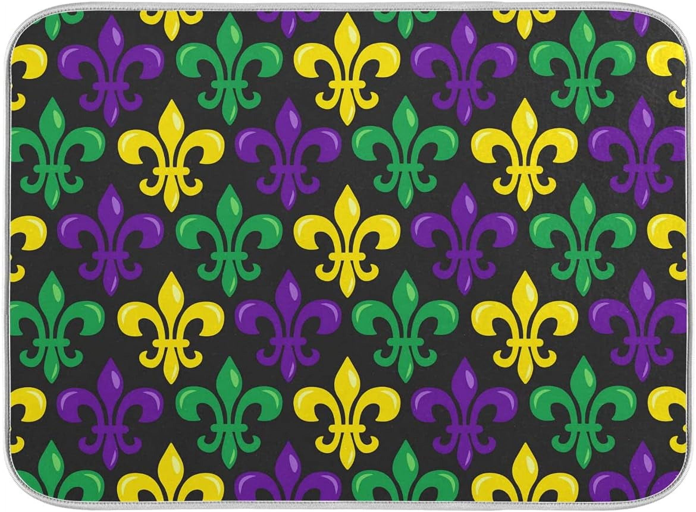 GZHJMY Mardi Gras Carnival Colors Fleur De Lis 16 x 18 Inches Dish ...