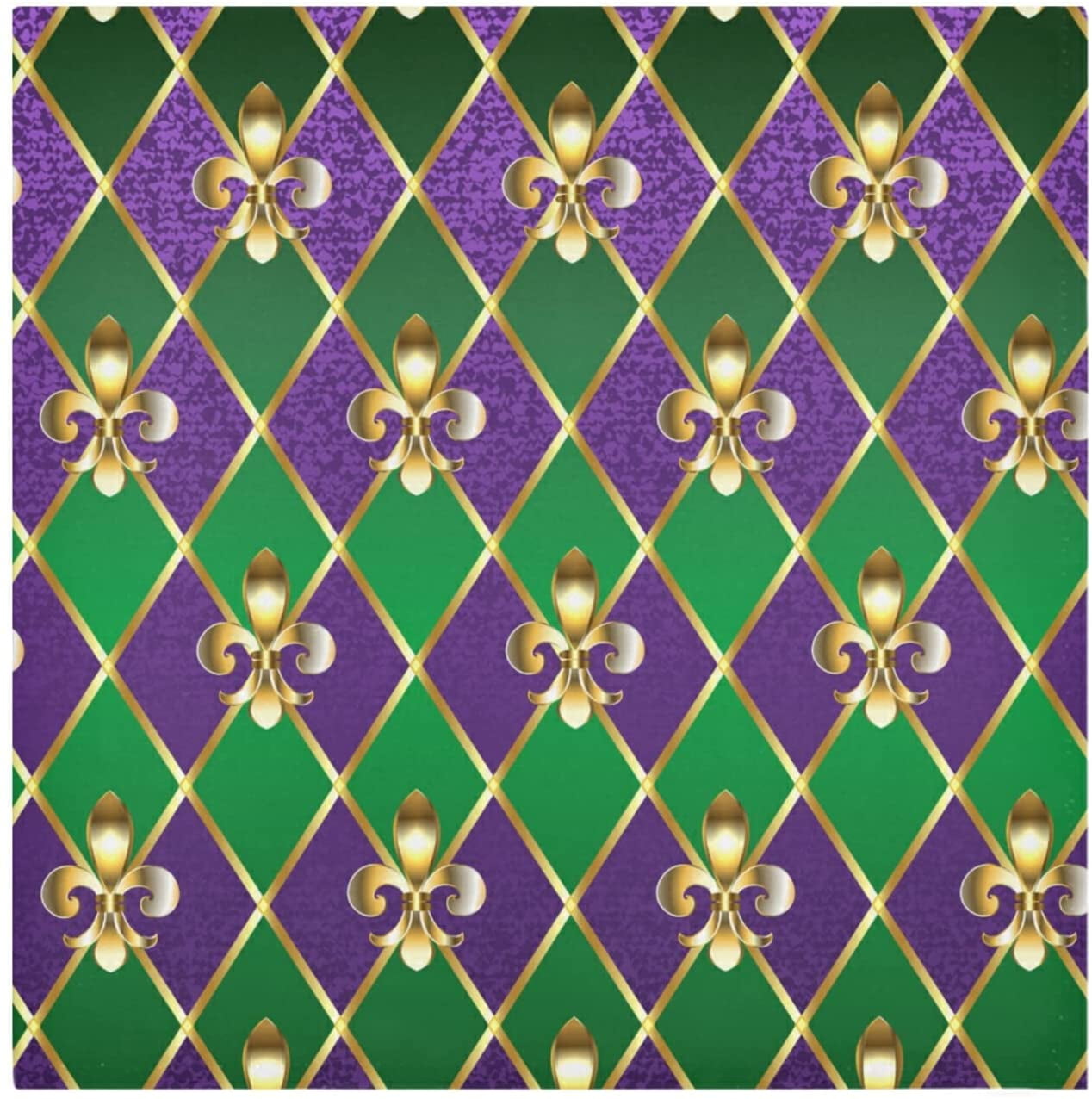 GZHJMY Mardi Gras Cloth Napkin Fleur De Lis Golden Zigzag Purple Green ...