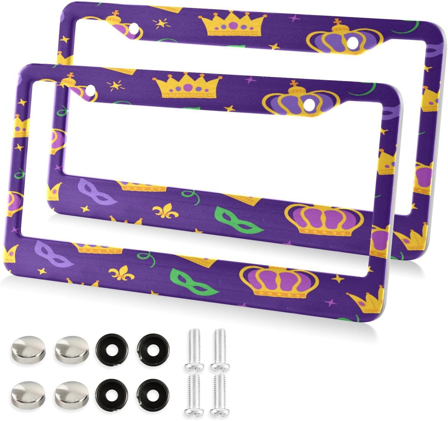 GZHJMY Mardi Gras License Plate Frames, License Plate Covers, 2 Packs ...