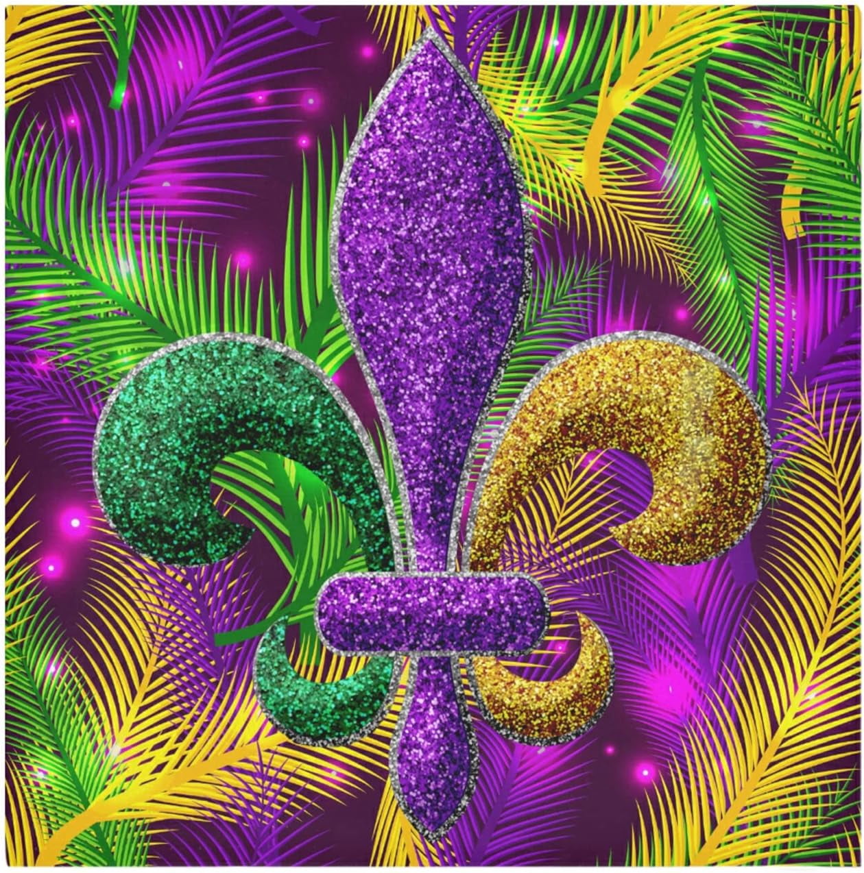 GZHJMY Mardi Gras Masquerade Feather Glitter Cloth Napkin Fat Tuesday ...