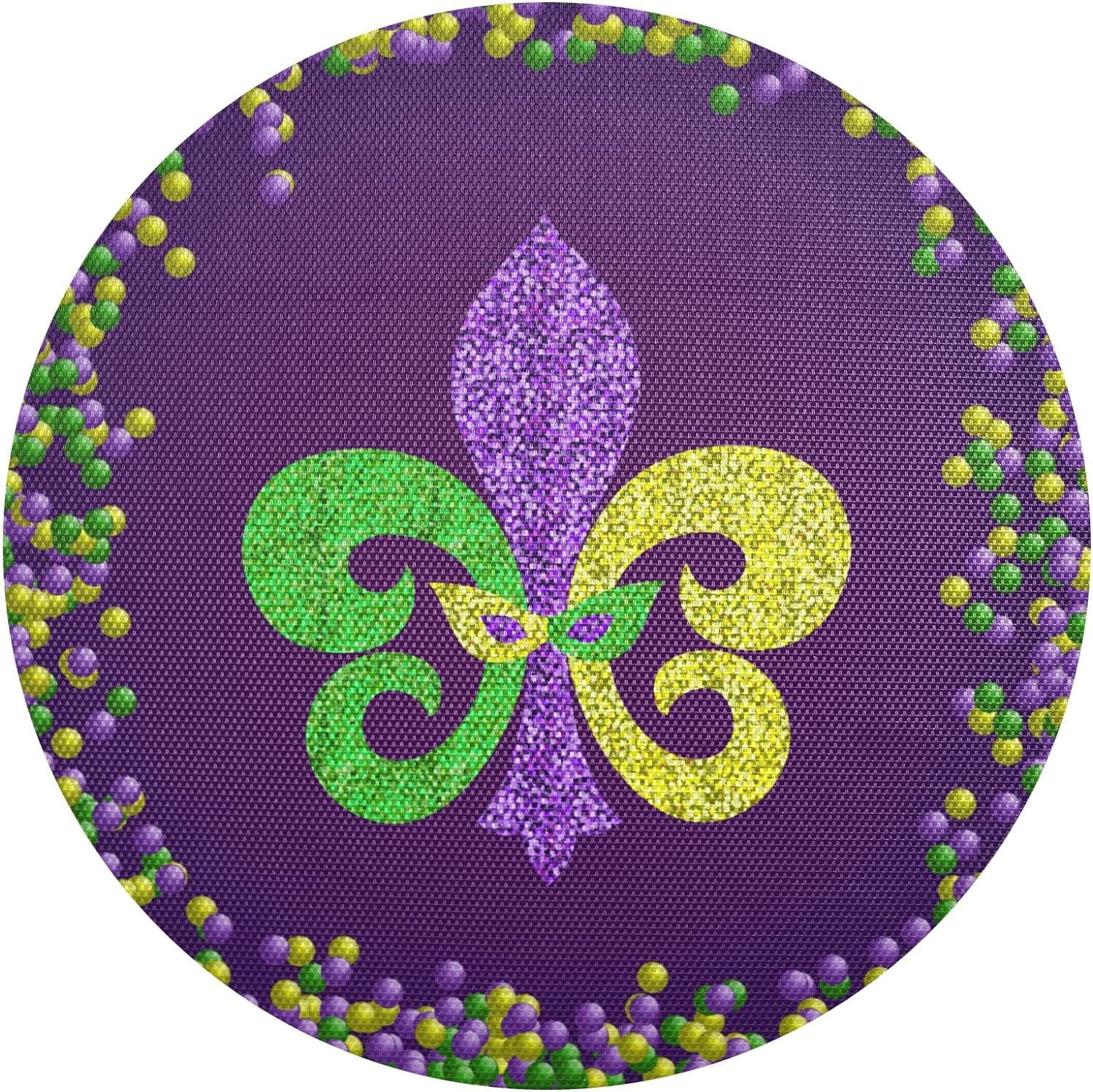 GZHJMY Mardi Gras Placemats Fleur De Lis Mardi Gras Retro Round PVC ...