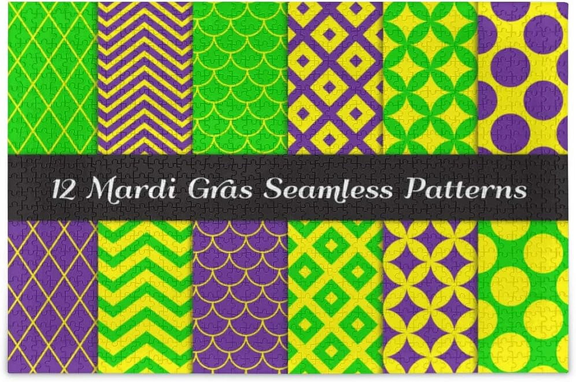 GZHJMY Mardi Gras Purple Green and Yellow Retro Geometric Polka Dot ...