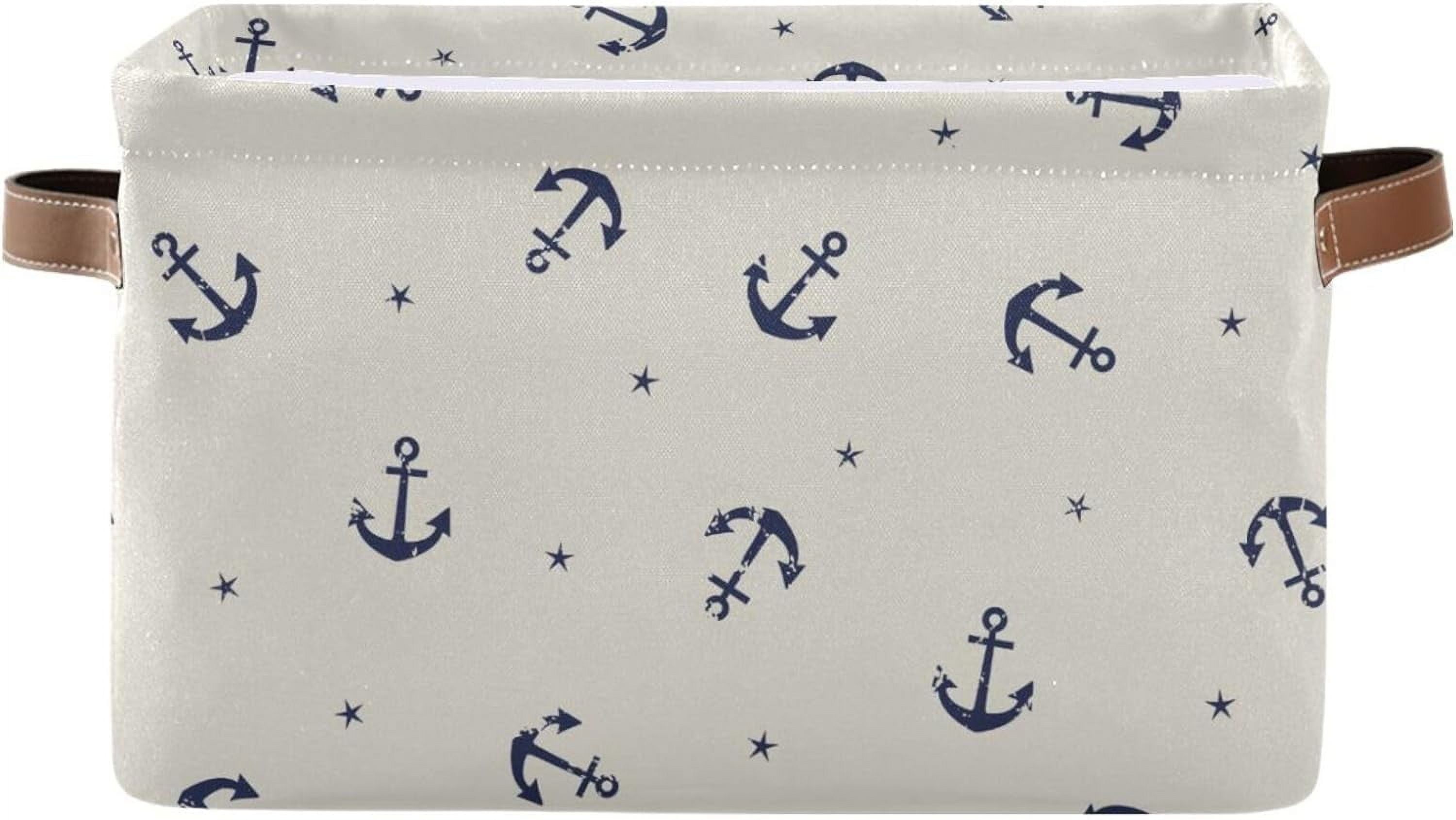 GZHJMY Marine Anchor and Stars Storage Basket, Durable Canvas With ...