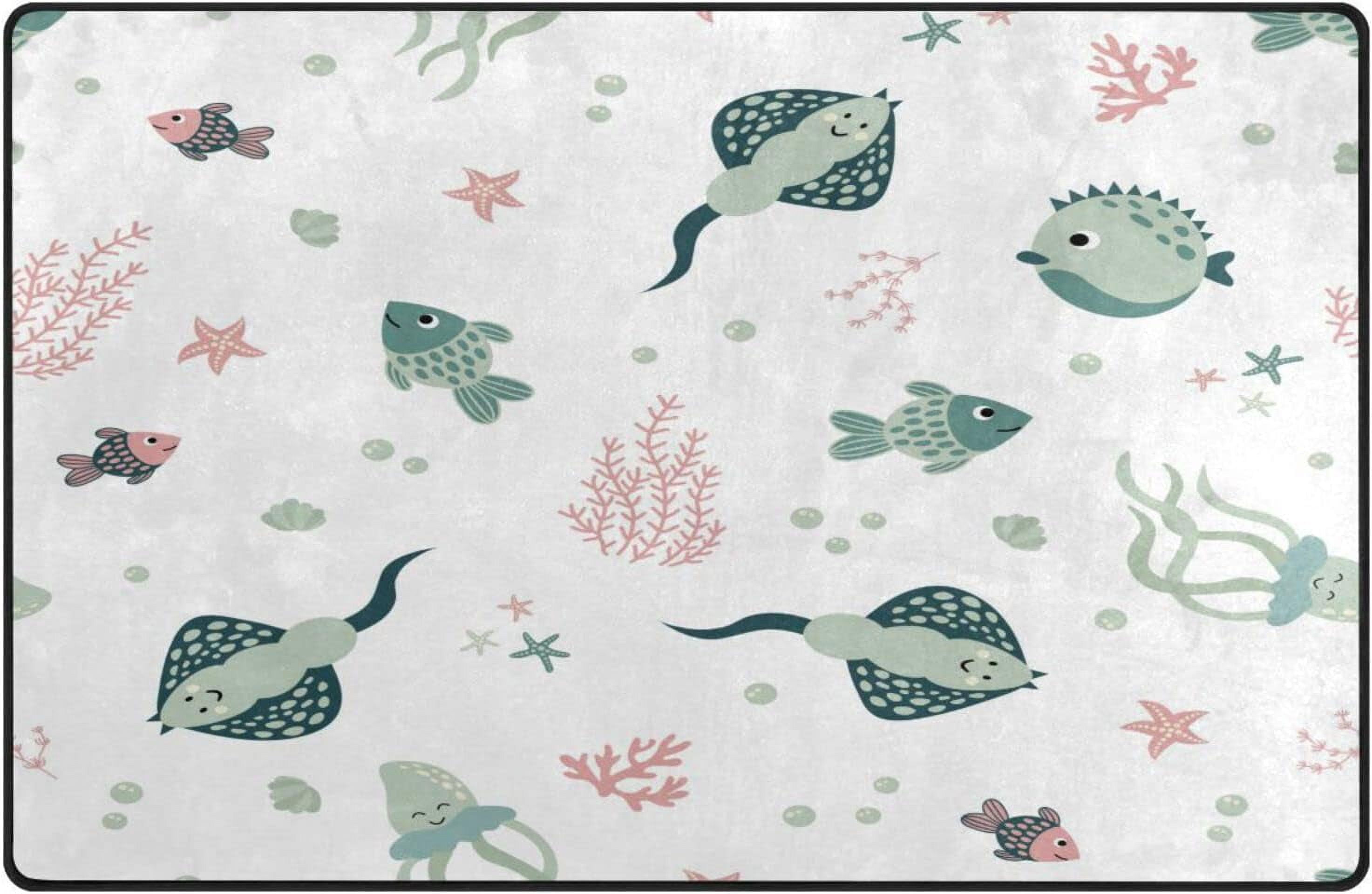 GZHJMY Marine Fish Sea Animals Area Rugs Colorful Large Non-Slip Floor ...