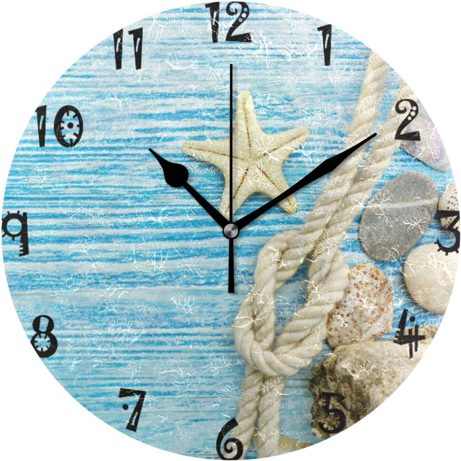 GZHJMY Marine Shell Wall Clock,Silent Non Ticking 10 Inch Battery ...