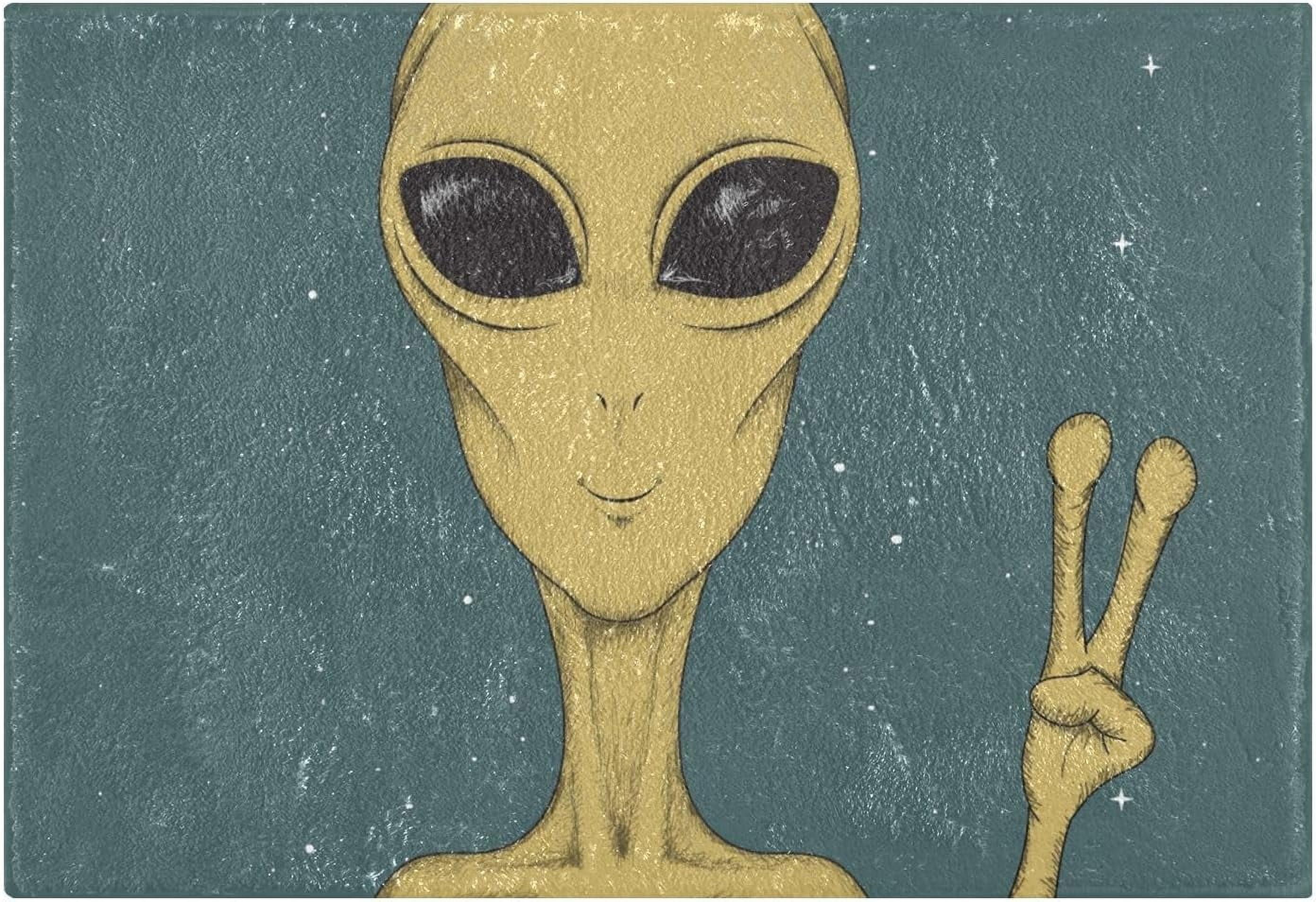 GZHJMY Martian Alien Peace Sign Retro Bath Mat for Bathroom Rugs ...