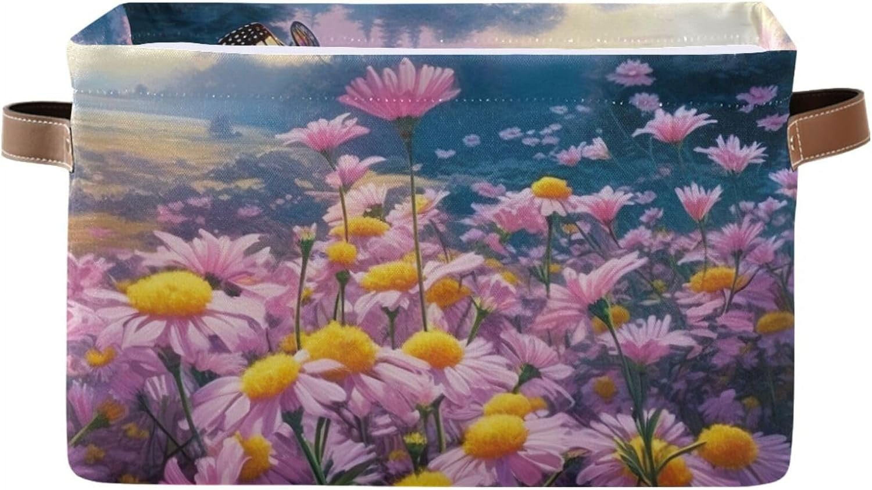 GZHJMY Meadow Flowers Storage Bins Foldable Canvas Fabric Storage ...