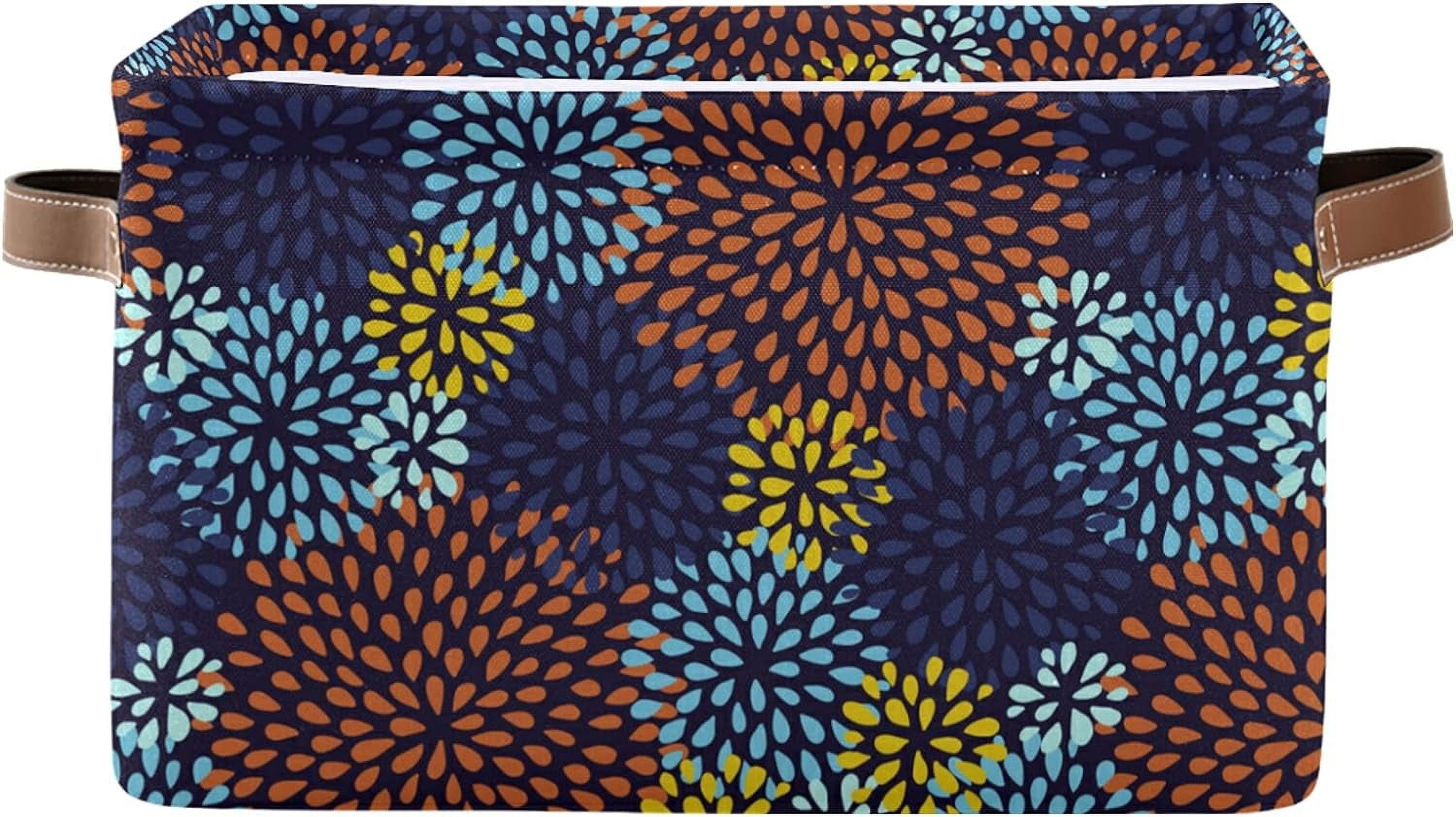 GZHJMY Medallion Floral Storage Bin Collapsible with Handle, 1PCS Rectangle Waterproof Basket ...