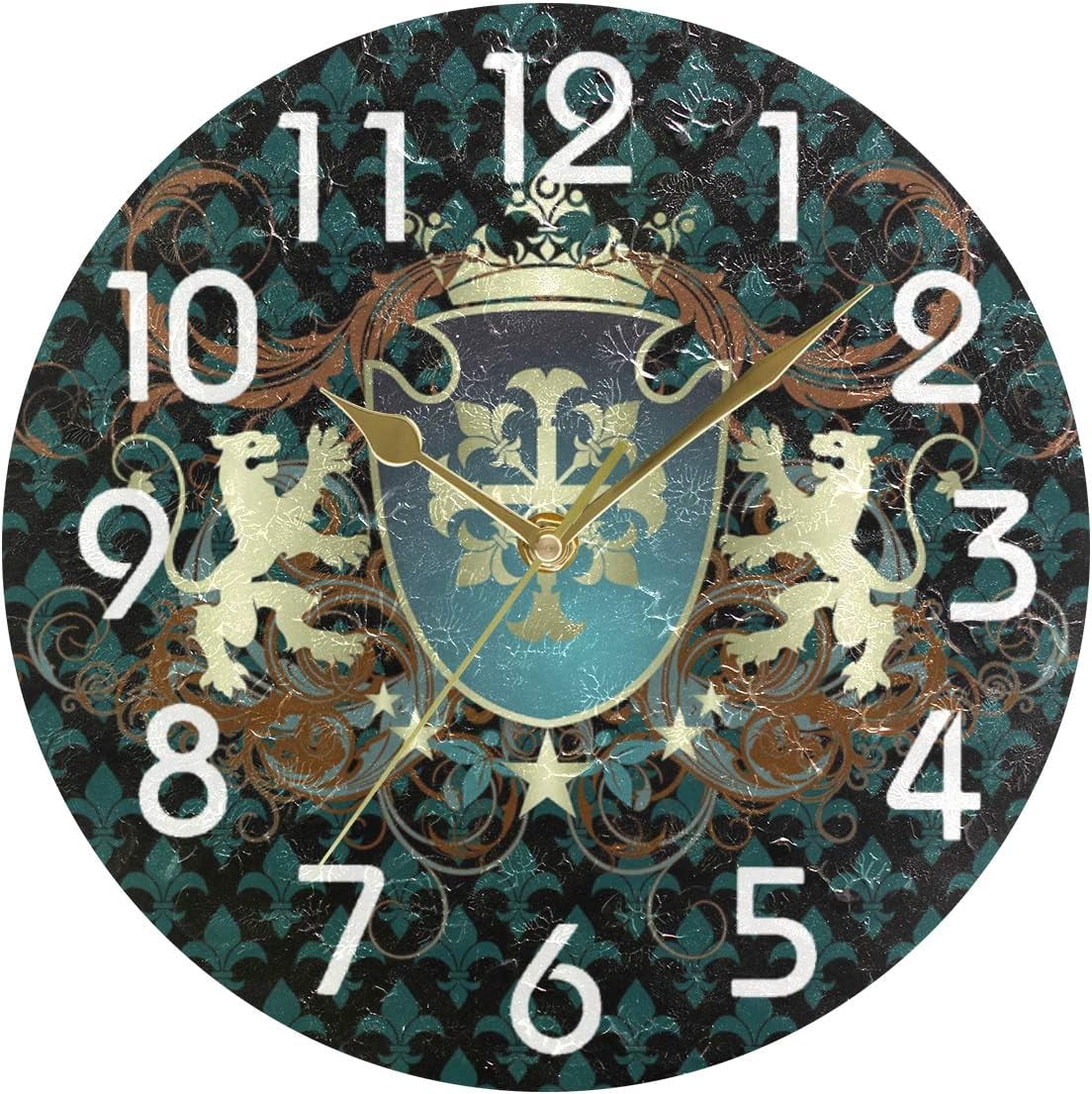 GZHJMY Medieval Heraldic Coat of Arms Fleur De Lis Lions Round Wall ...