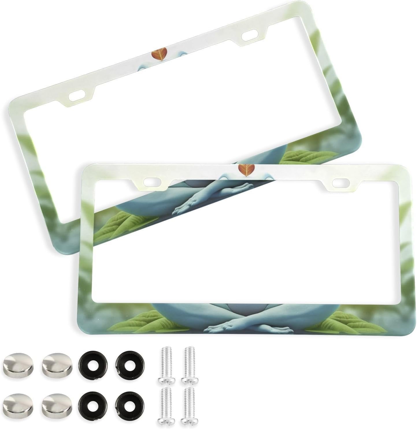 GZHJMY Meditating Frog License Plate Frames 2 Pack Aluminum License ...