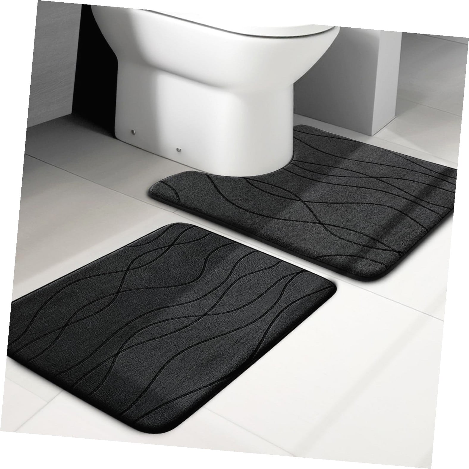 GZHJMY Memory Bathroom Rug Set, 3 Pieces - Dark Gray (Soft, Absorbent ...