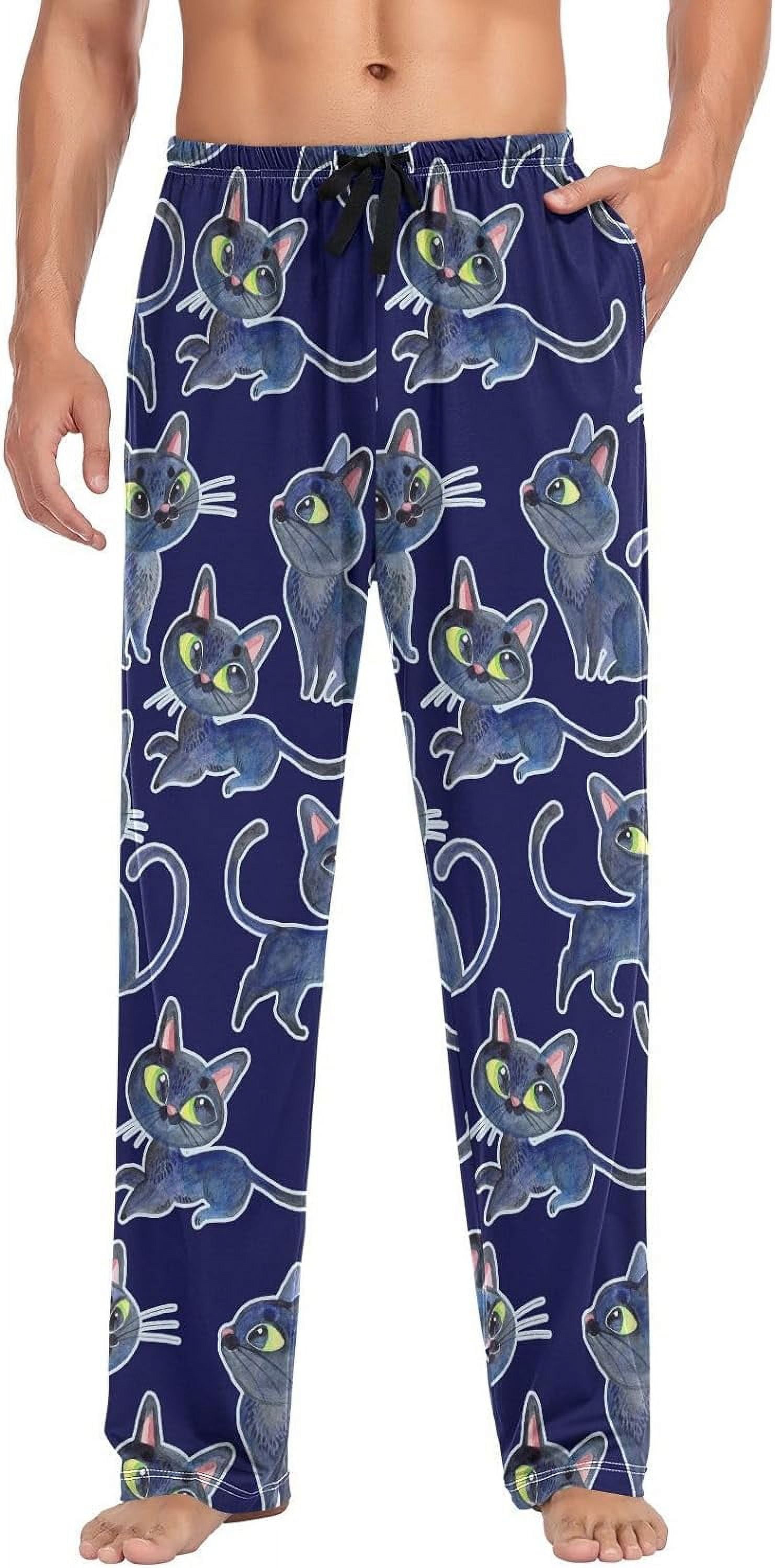 GZHJMY Men’s Cotton Pajama Pant – Cartoon Cute Cat Print Lounge Pjs ...