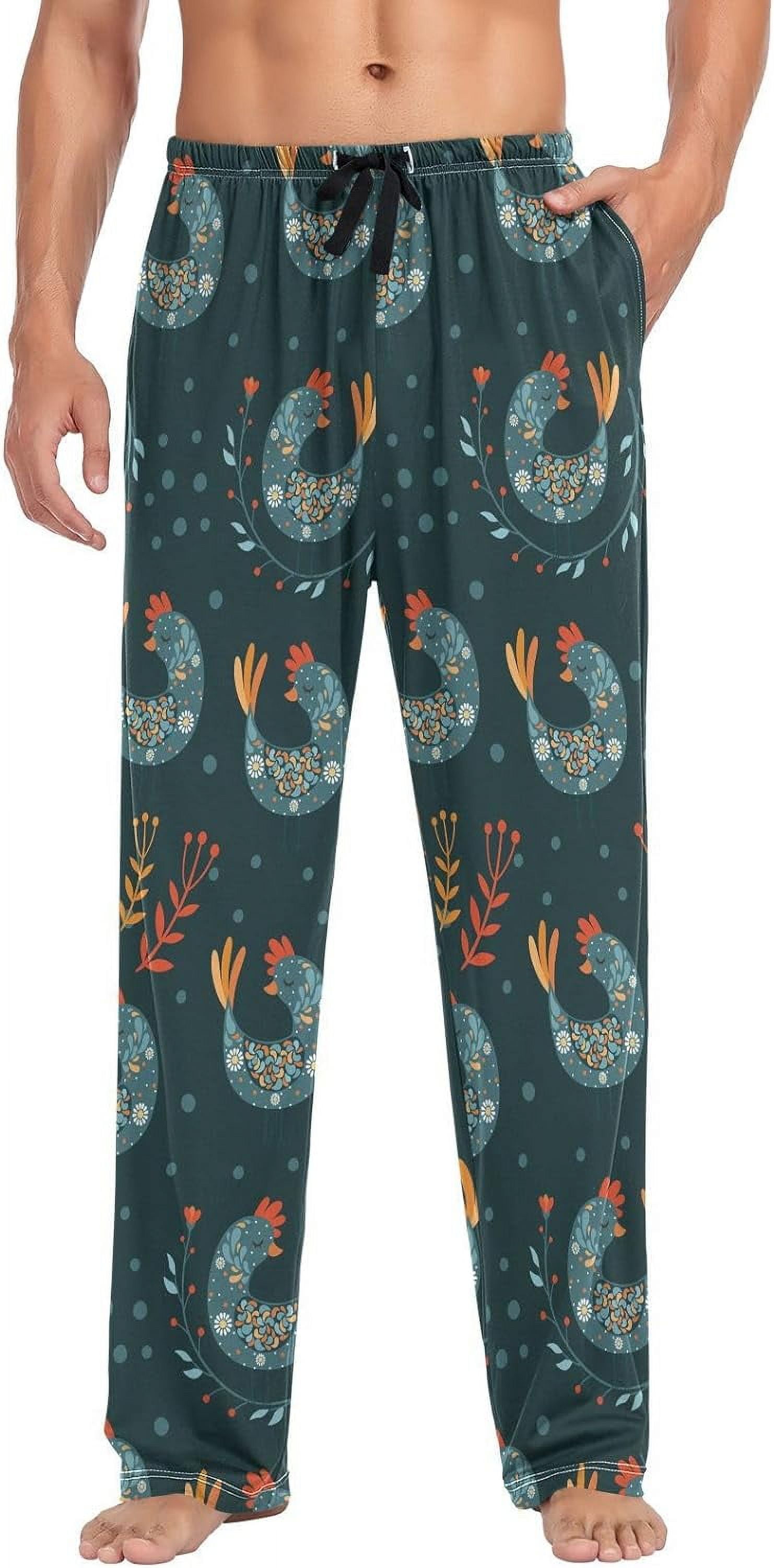 GZHJMY Men’s Cotton Pajama Pant – Floral Chicken Print Lounge Pjs ...