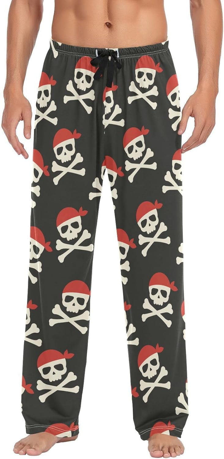 GZHJMY Men's Pajama Pants - Pirate Skulls, Loose PJs Lounge Sleep ...