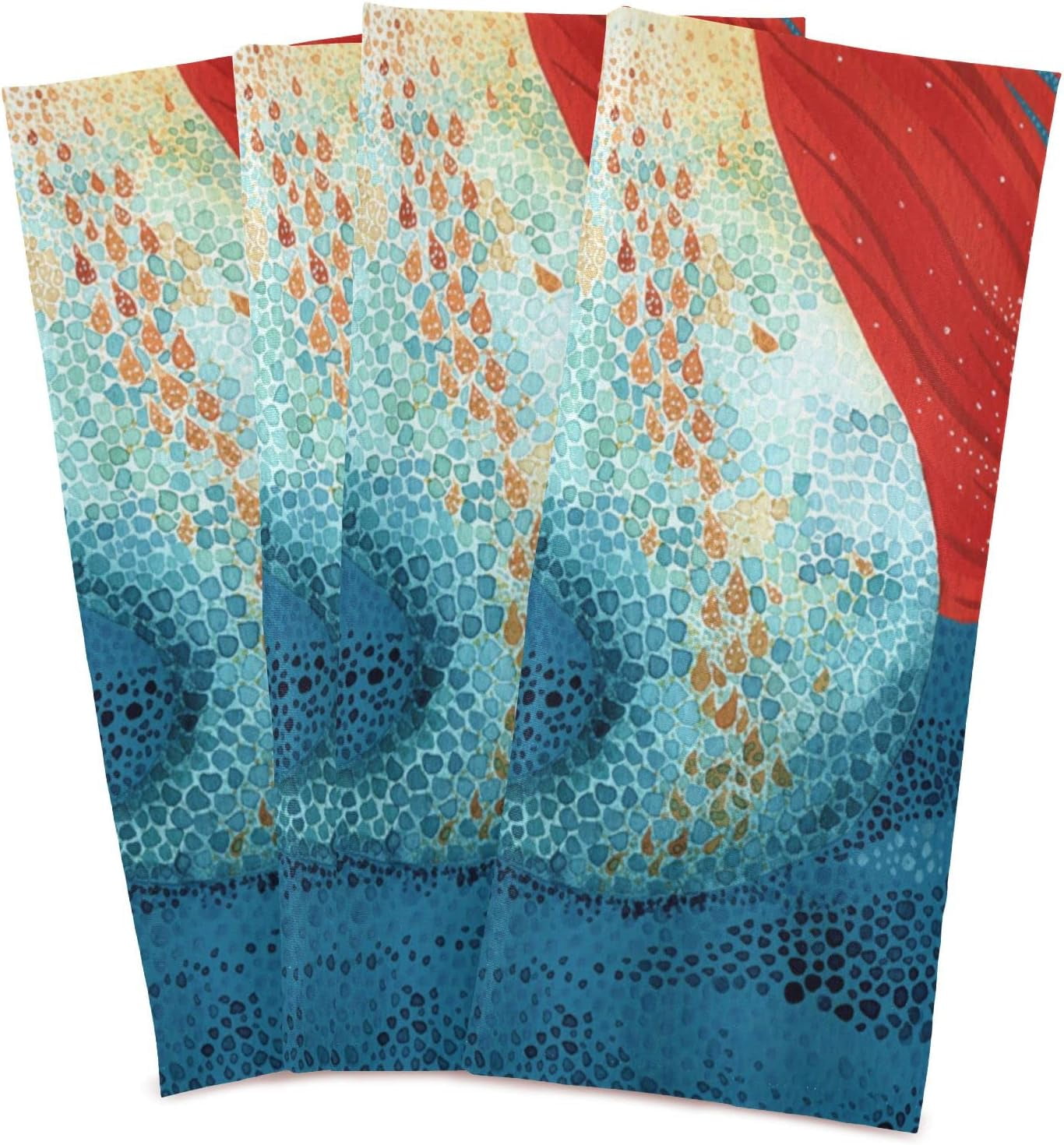 GZHJMY Mermaid with A Fish in Hand Kitchen Towels Set of 4 Dishcloths Hand Towels Tea Towels ...