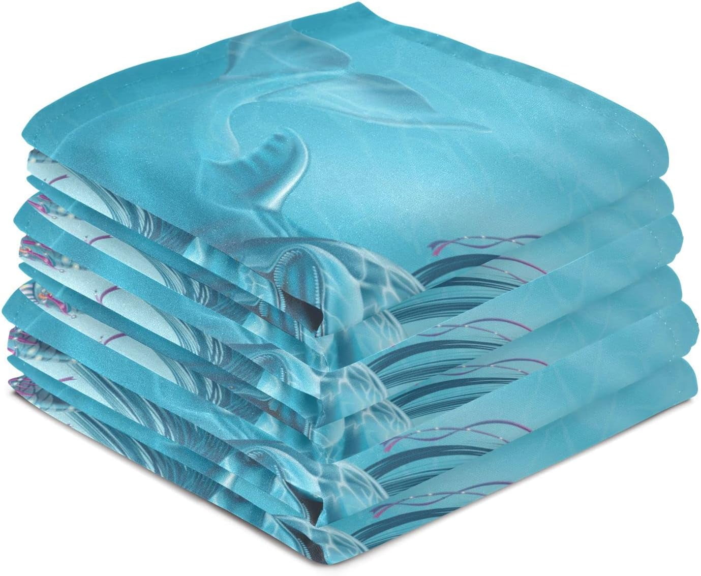 GZHJMY Mermaid and Dolphins Kitchen Towels Set of 6 Dishcloths Hand ...