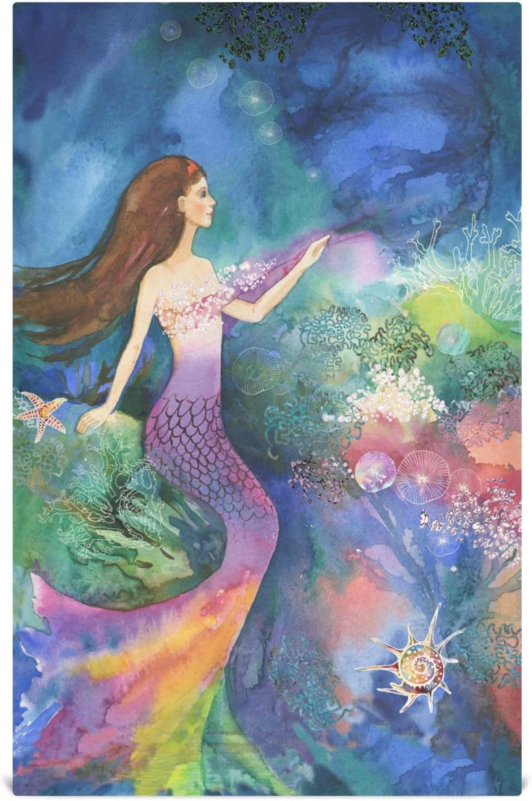 GZHJMY Mermaid Fantastic Kitchen Towels Set of 1 Dishcloths Hand Towels ...