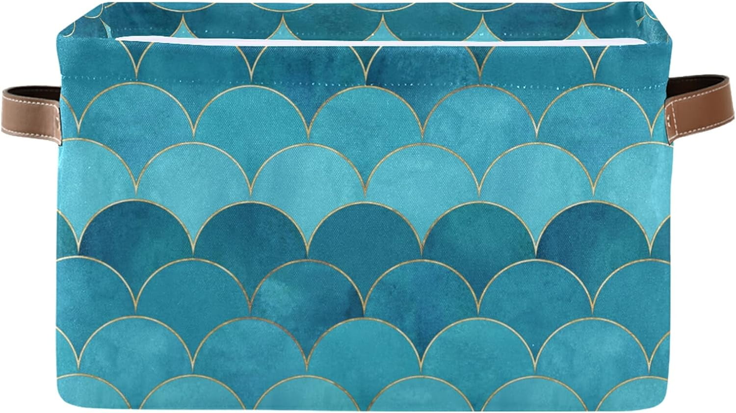 GZHJMY Mermaid Fish Scale Storage Bins Collapsible with Handle, 2PCS Rectangle Waterproof ...