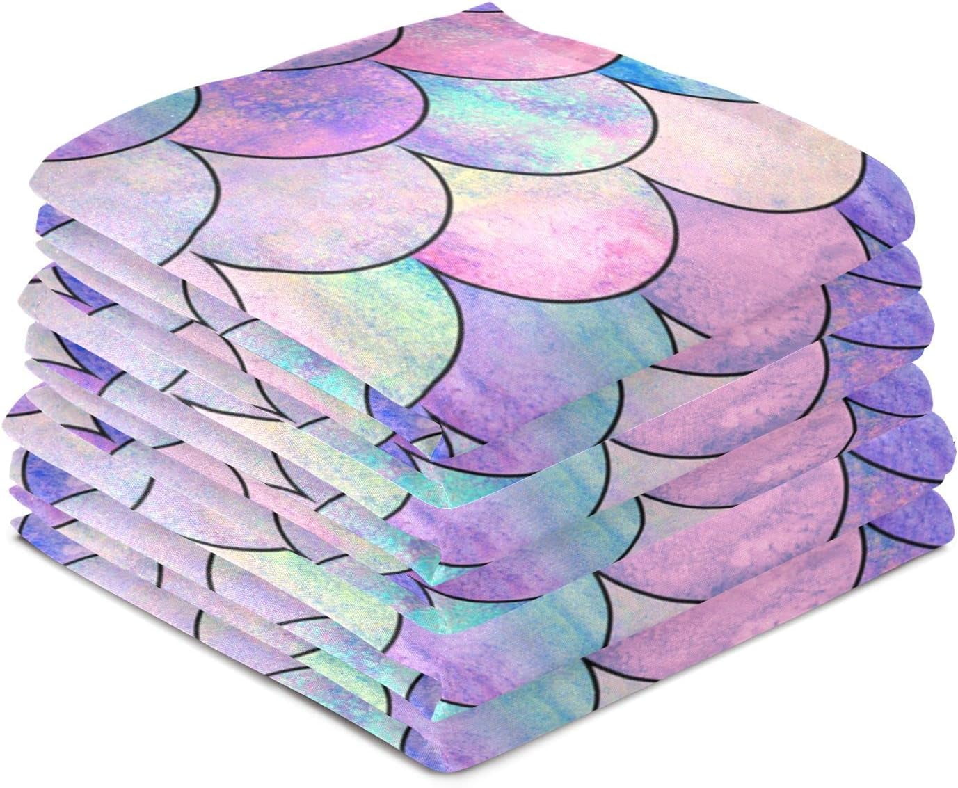 GZHJMY Mermaid Fish Scale Wave Kitchen Towels Set of 6 Dishcloths Hand ...