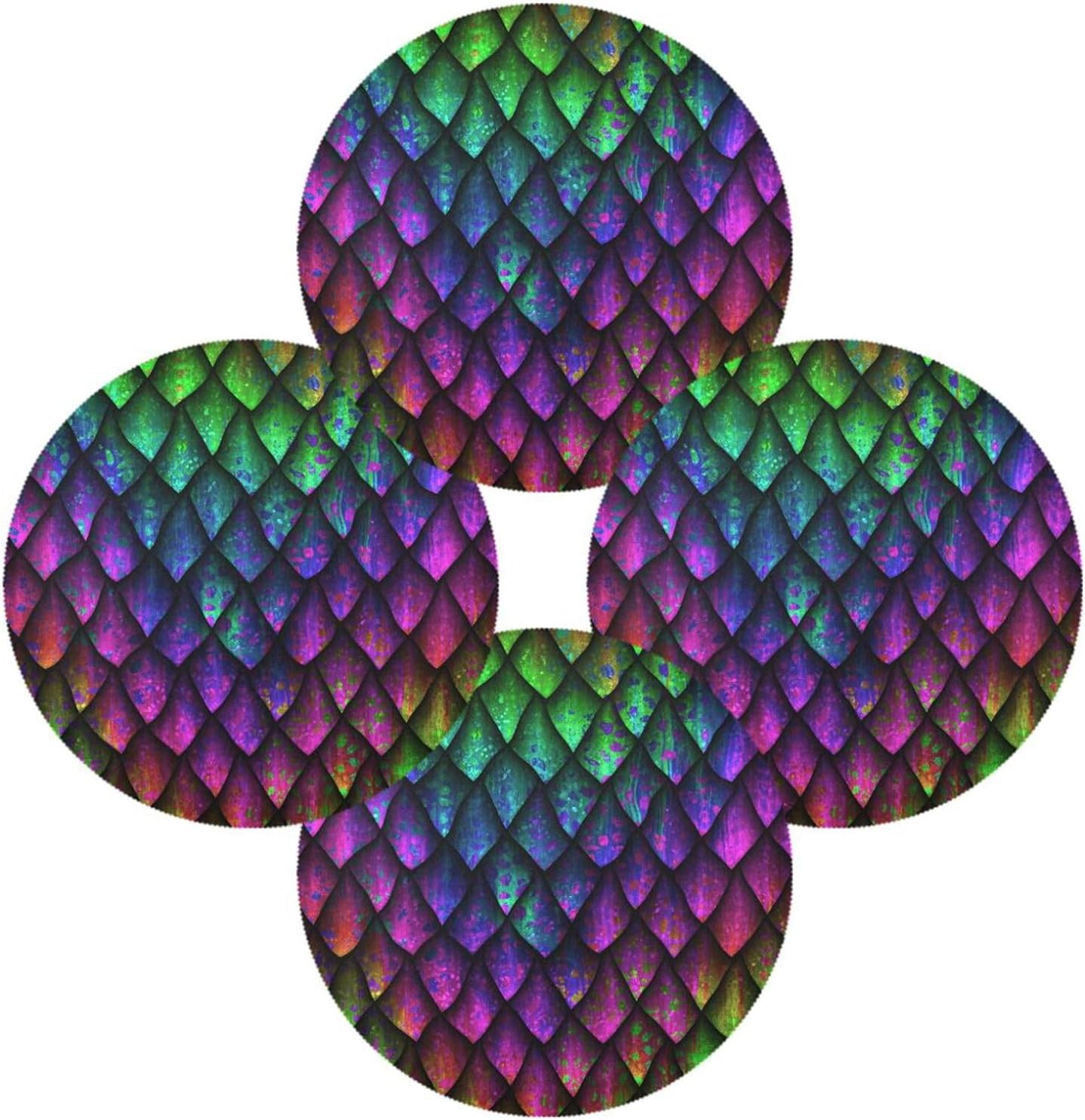 GZHJMY Mermaid Scales Round Placemats, 4 Pack Table Mats for Kitchen ...