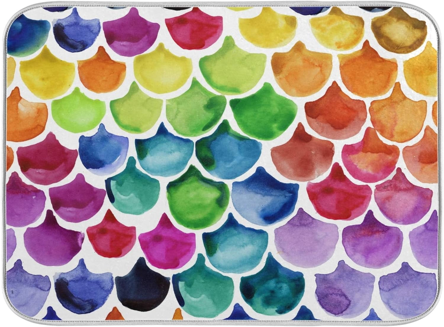 GZHJMY Mermaid Scales Watercolor Dish Drying Mat Countertop Protector ...