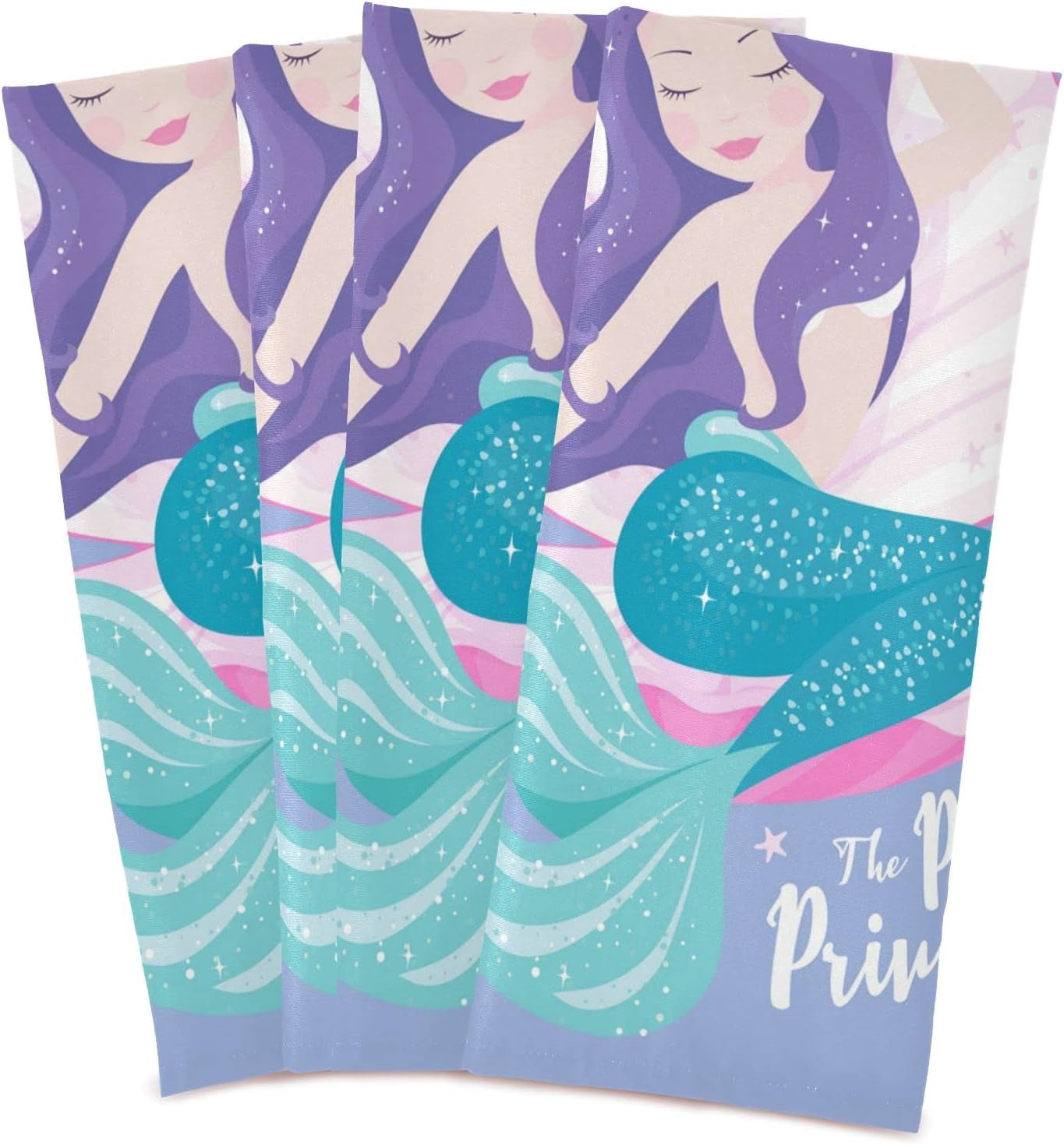 GZHJMY Mermaid with Shell Kitchen Towels Set of 4 Dishcloths Hand ...