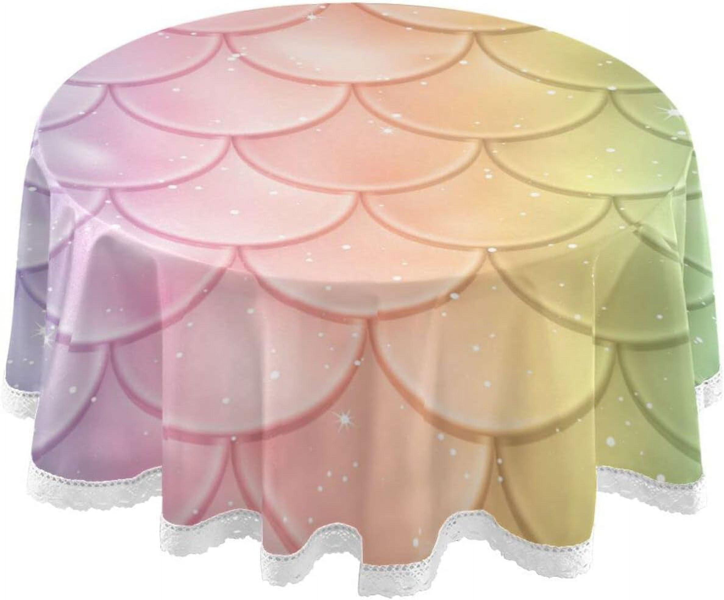 GZHJMY Mermaid Tail Polyester Fiber Round Lace Tablecloth, Delicate ...