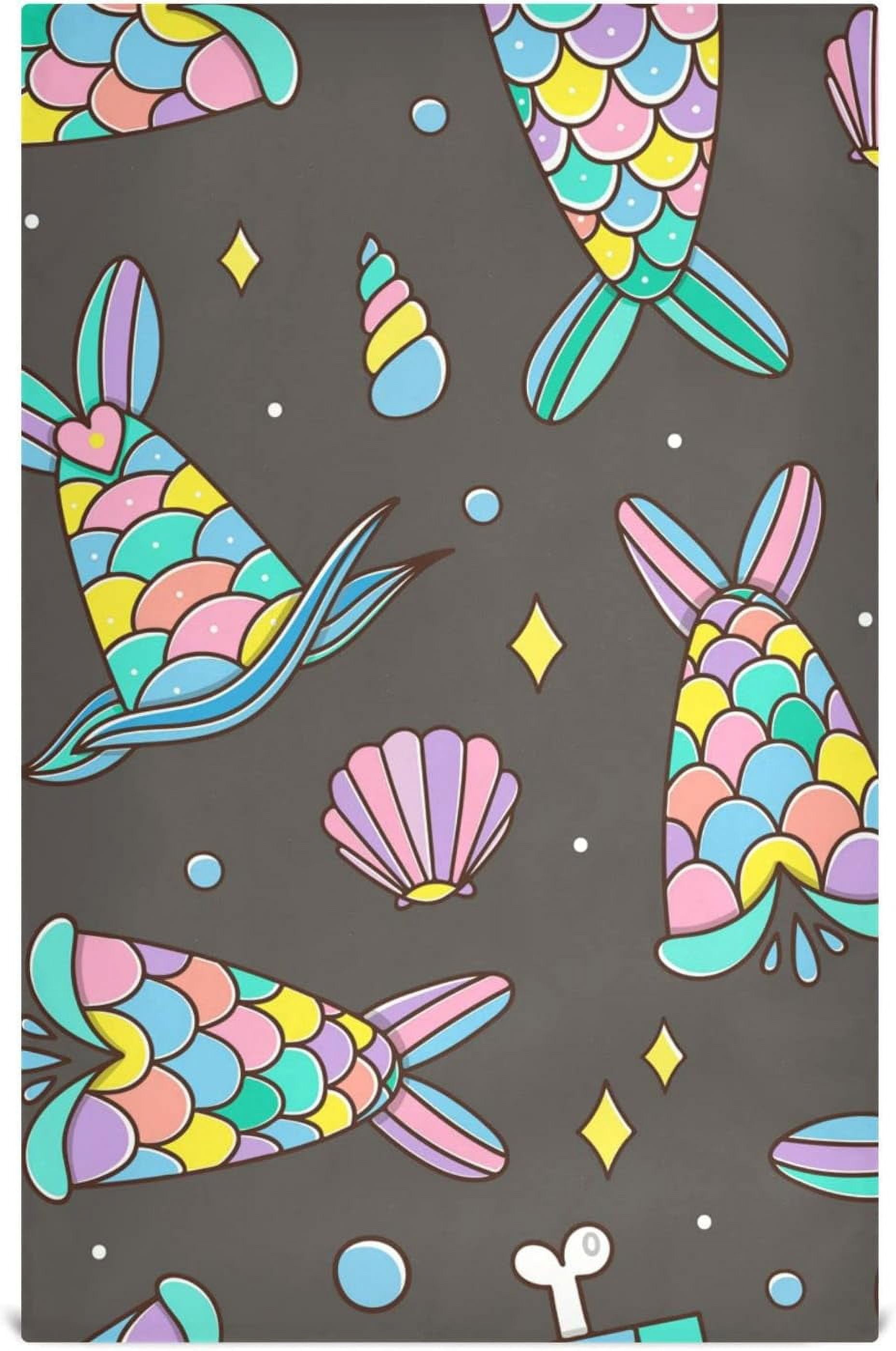 GZHJMY Mermaid Tails and Shells Kitchen Towels Set of 1 Dishcloths Hand ...