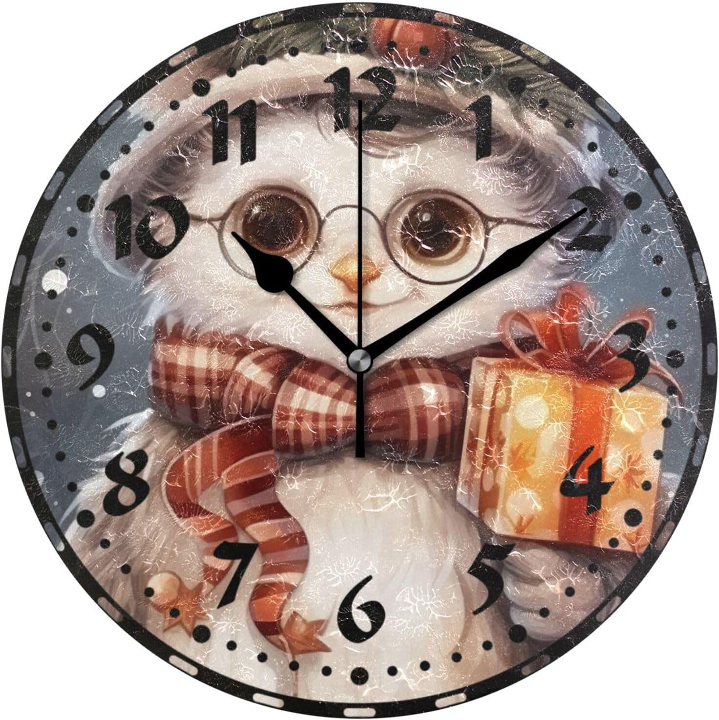 GZHJMY Merry Christmas Snowman Wall Clock, PVC Silent Non Ticking 10 ...