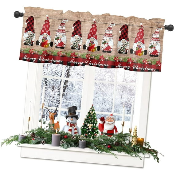 GZHJMY Merry Kitchen Curtain Valance, Window Curtain Valance with Rod ...
