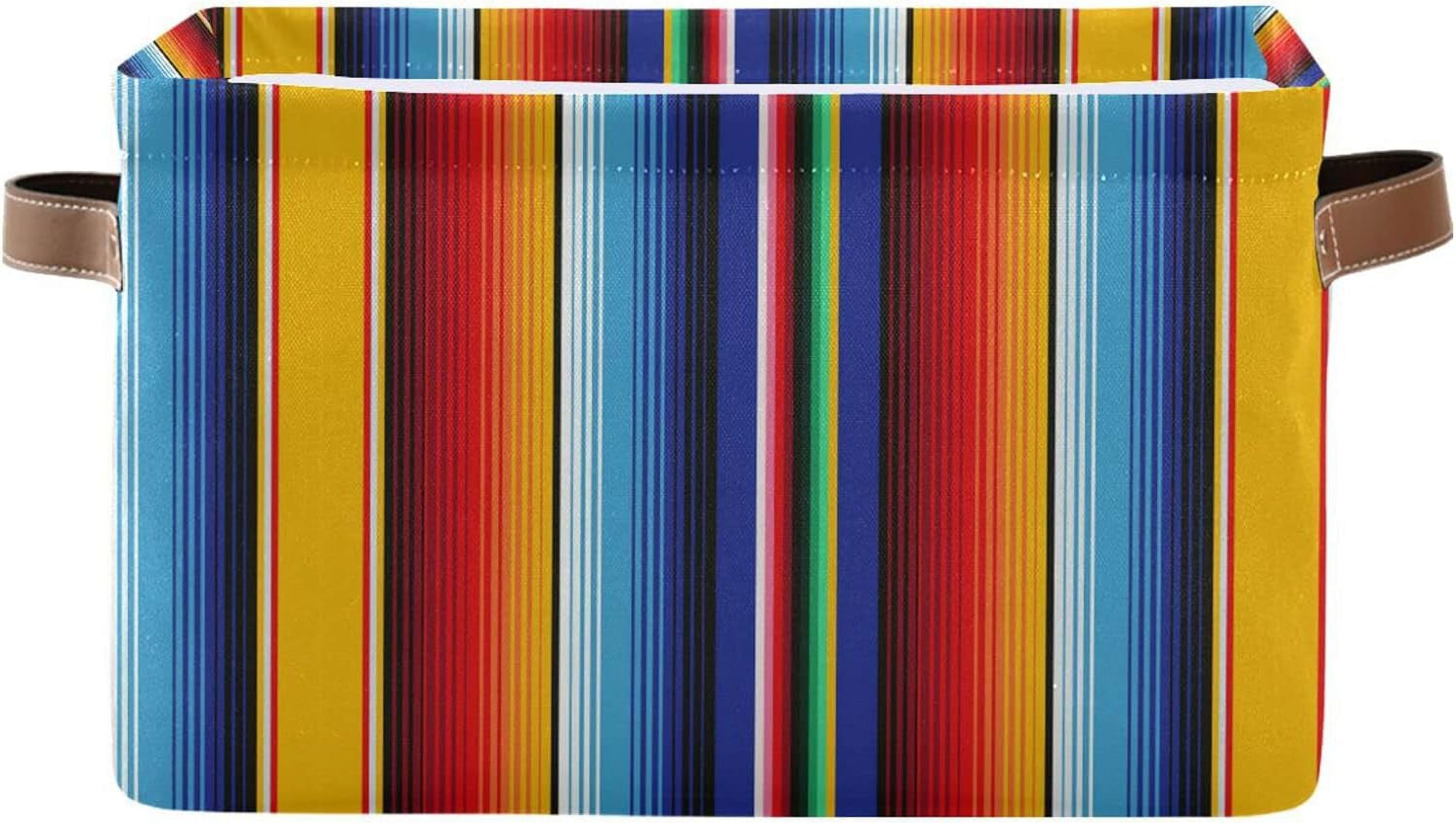 GZHJMY Mexican Blanket Stripes Shelf Storage Baskets, Foldable Fabric ...