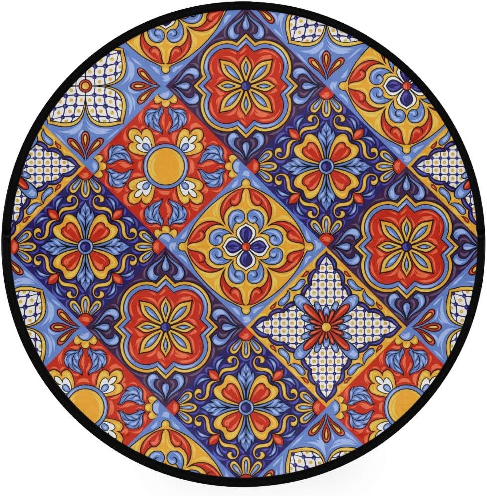 GZHJMY Mexican Ceramic Tile Pattern Round Rugs Children Play Carpet ...
