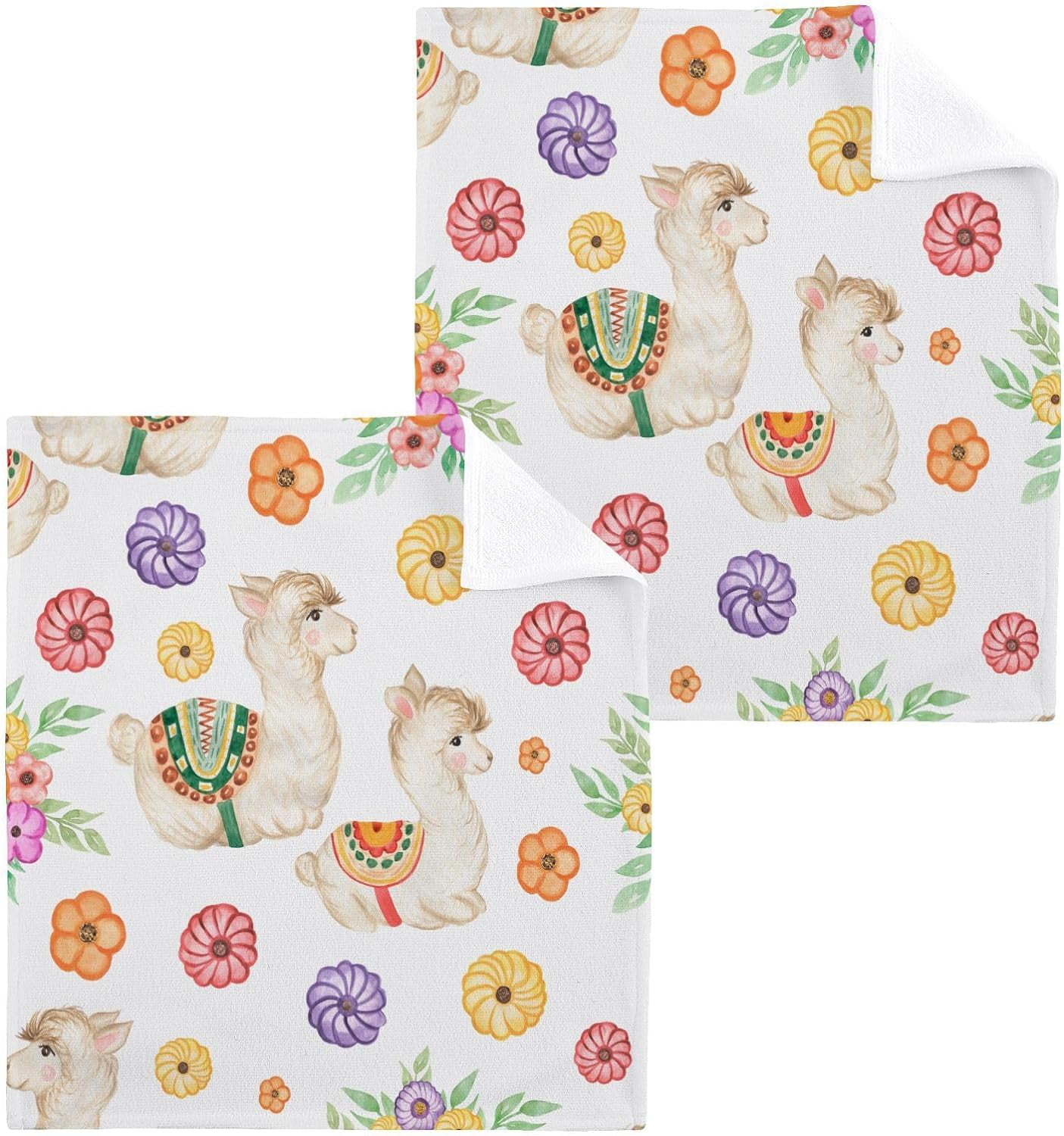GZHJMY Mexican Llama Wash Cloth Set of 4, 12 x 12 Inch Cotton Baby ...