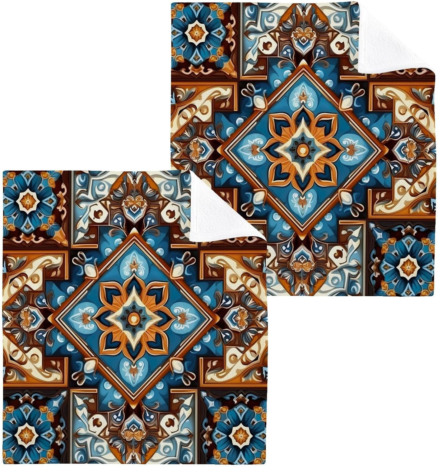 GZHJMY Mexican Pattern Cotton Washcloths Set of 2, 12"x12" Super Soft ...