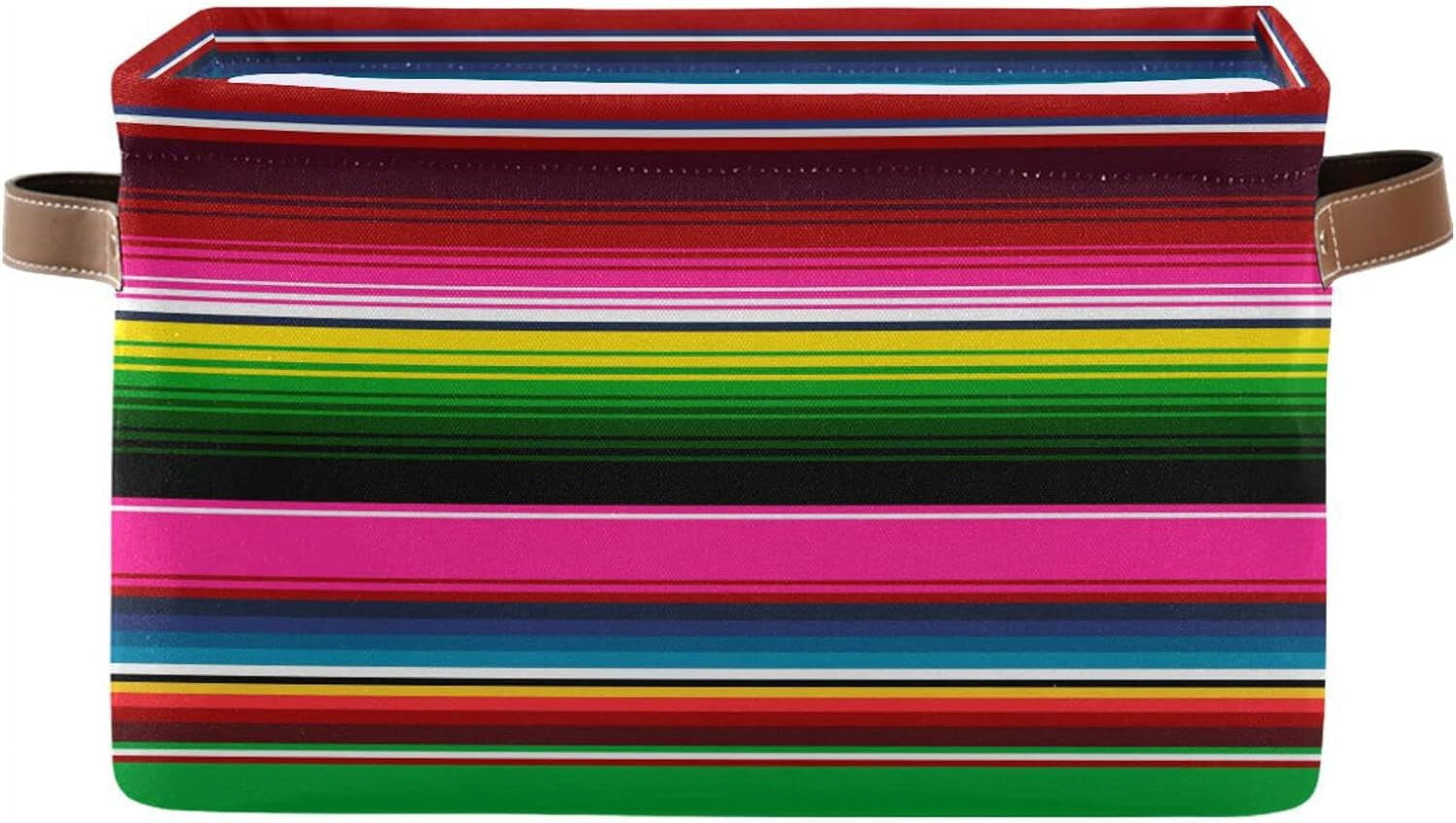 GZHJMY Mexican Serape Blanket Stripes Shelf Storage Baskets, Foldable ...