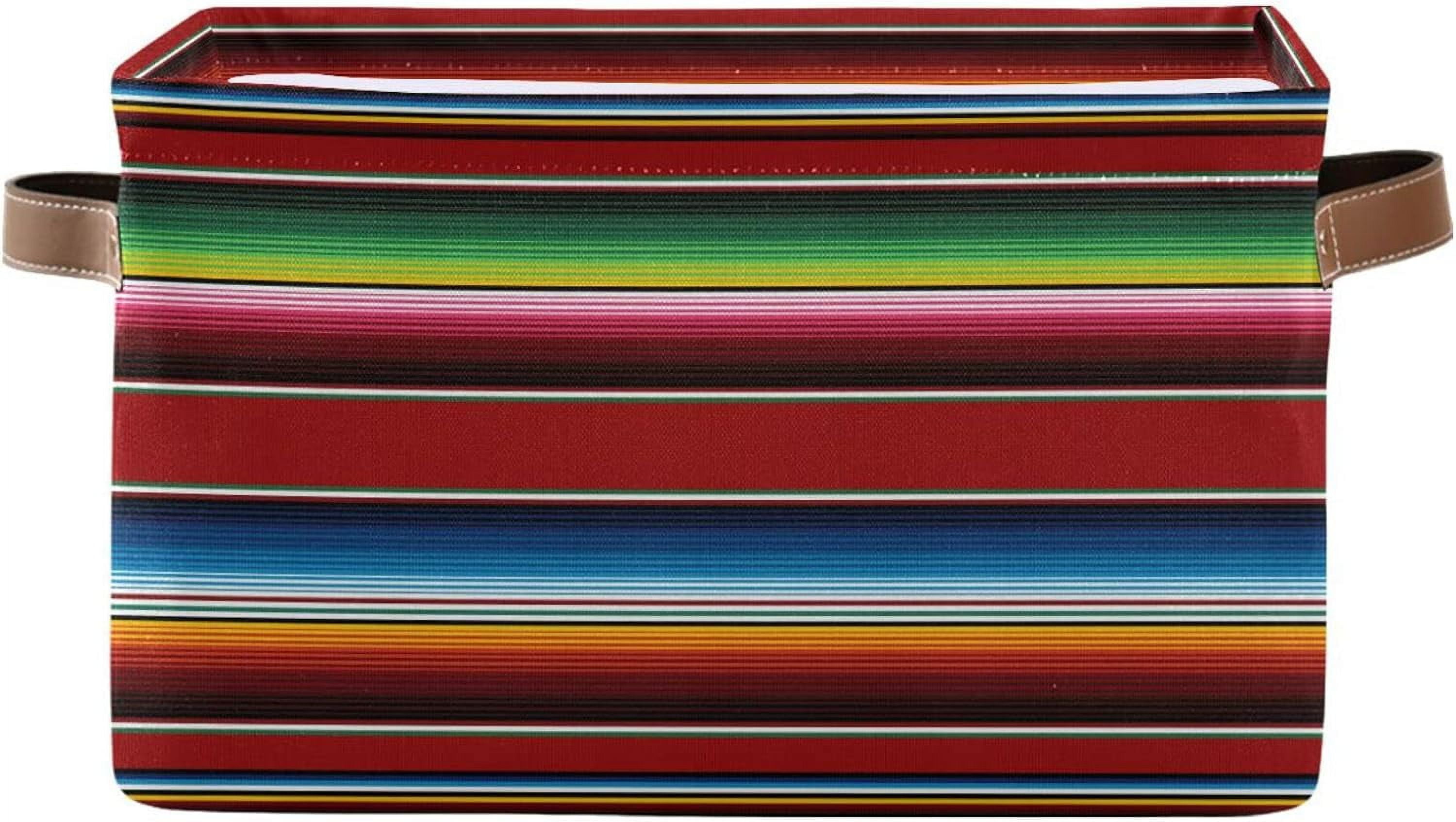 GZHJMY Mexican Serape Blanket Stripes Shelf Storage Baskets, Foldable ...