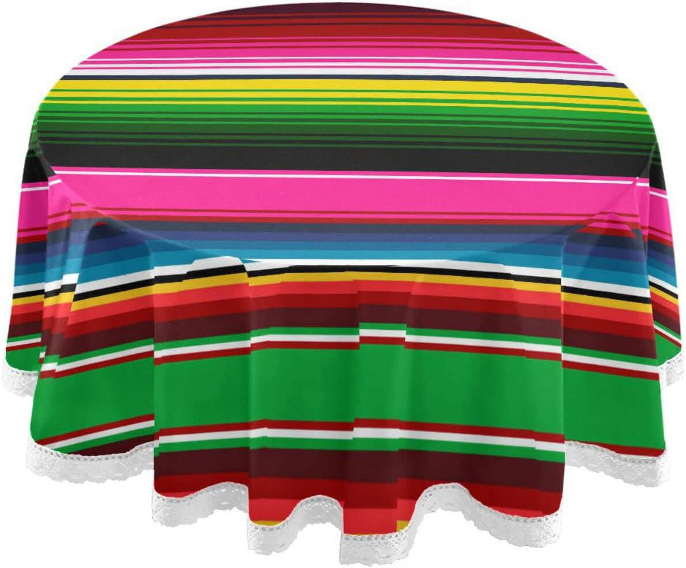 GZHJMY Mexican Serape Colorful Stripes Polyester Fiber Round Lace ...