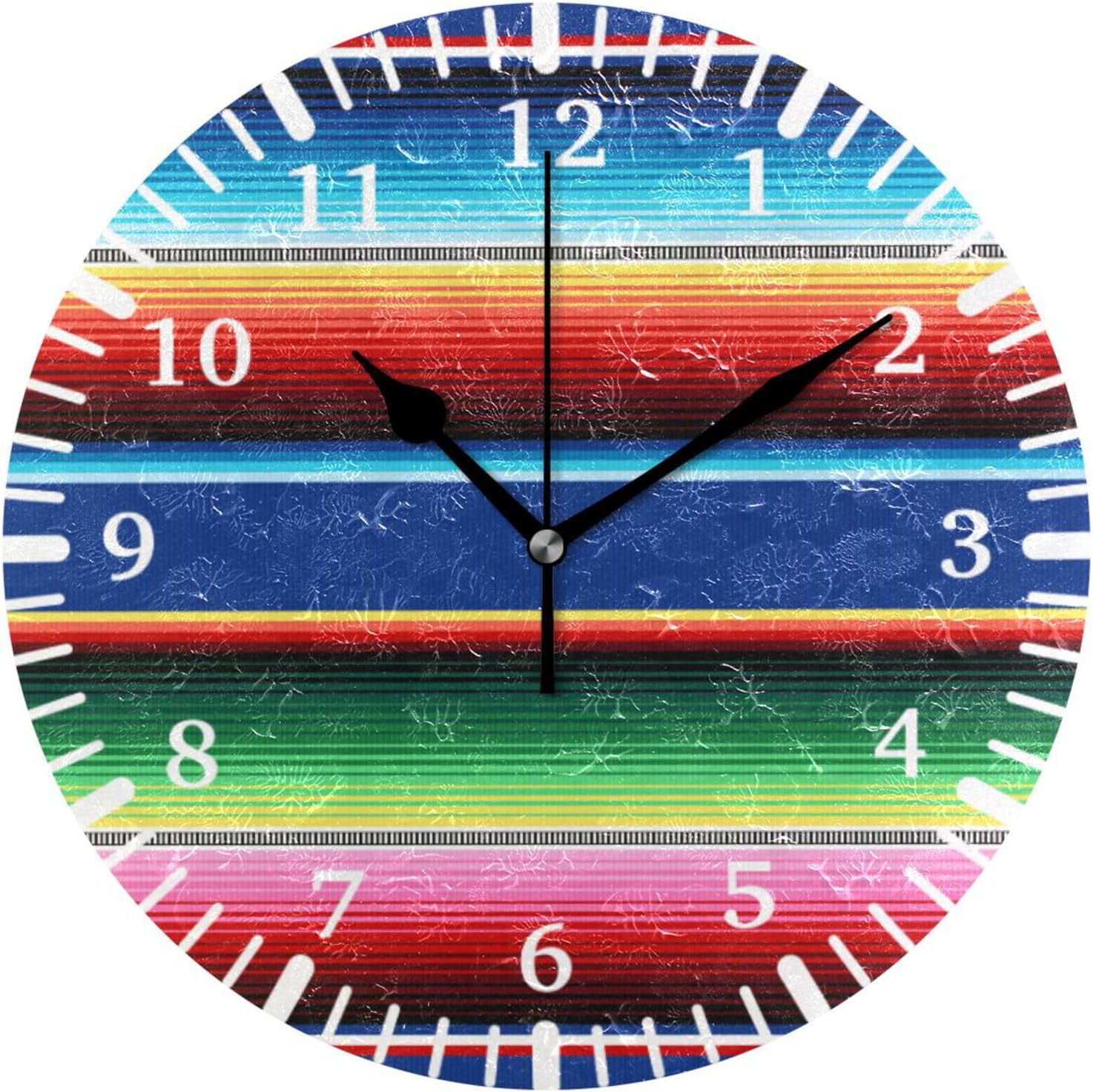GZHJMY Mexican Stripes Wall Clock,Silent Non Ticking 10 Inch Battery ...