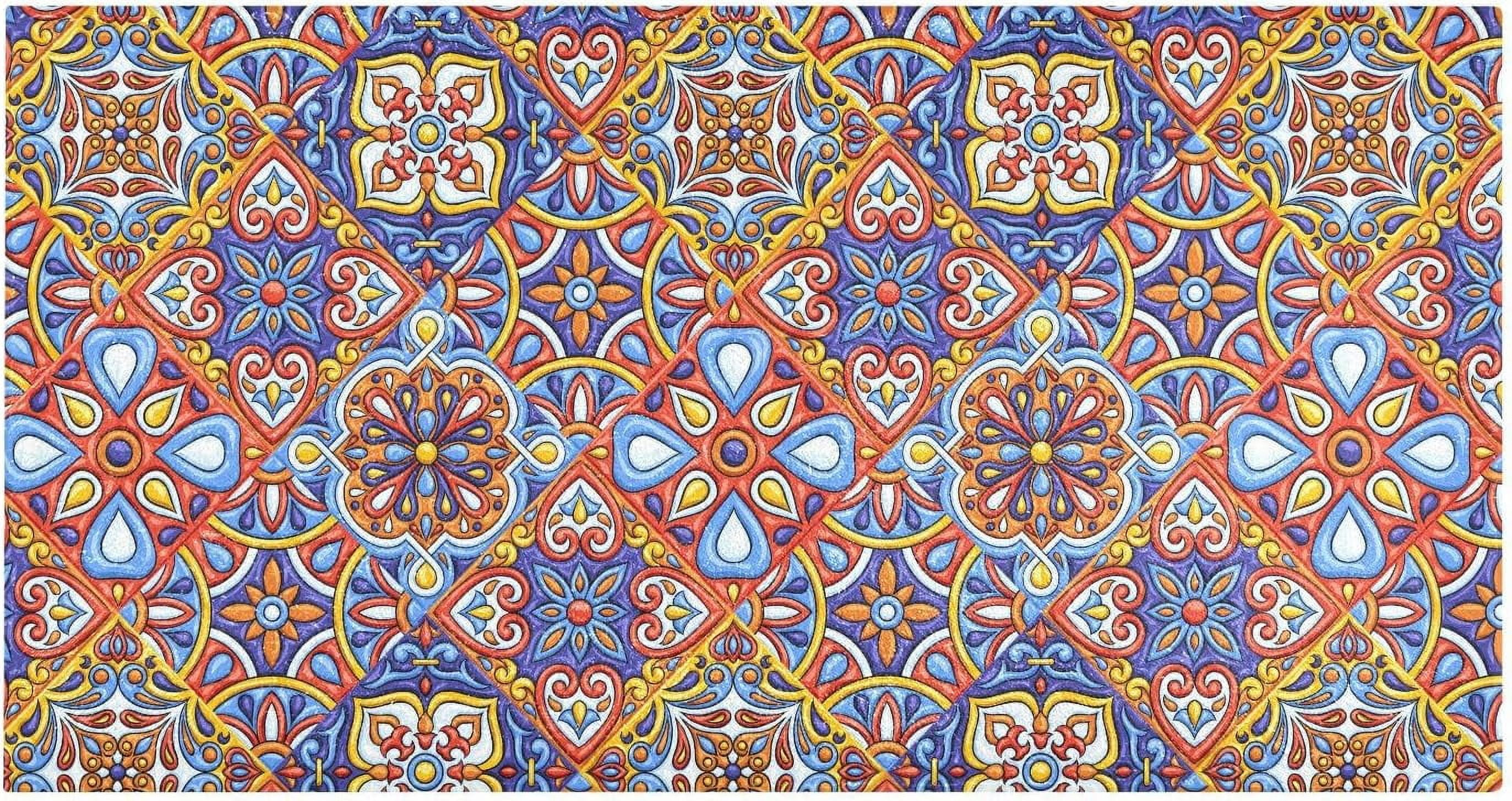 GZHJMY Mexican Talavera Ceramic Bathroom Rugs Floor Mats Non-Slip Soft ...