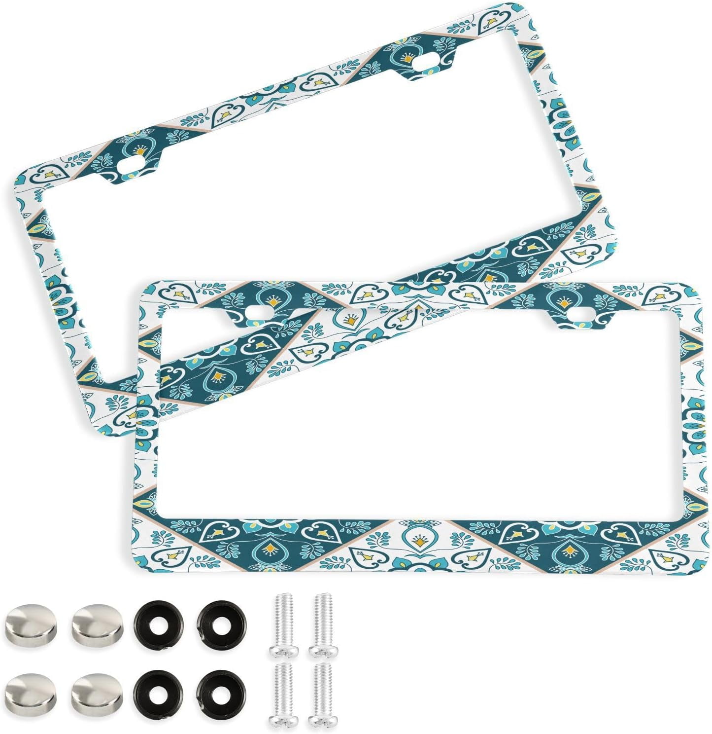 GZHJMY Mexican Talavera License Plate Frames Set of 2, Universal ...