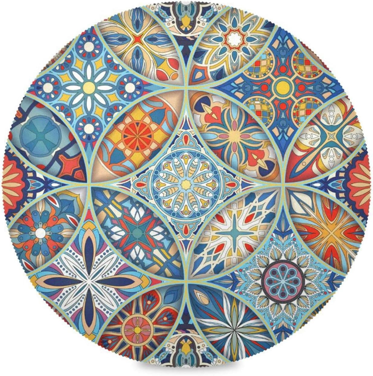 GZHJMY Mexican Talavera Round Placemats Set of 1, Non-Slip Heat ...