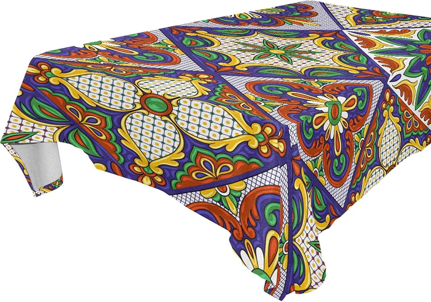 GZHJMY Mexican Talavera Tile Ceramic Tablecloth Durable Square Table ...