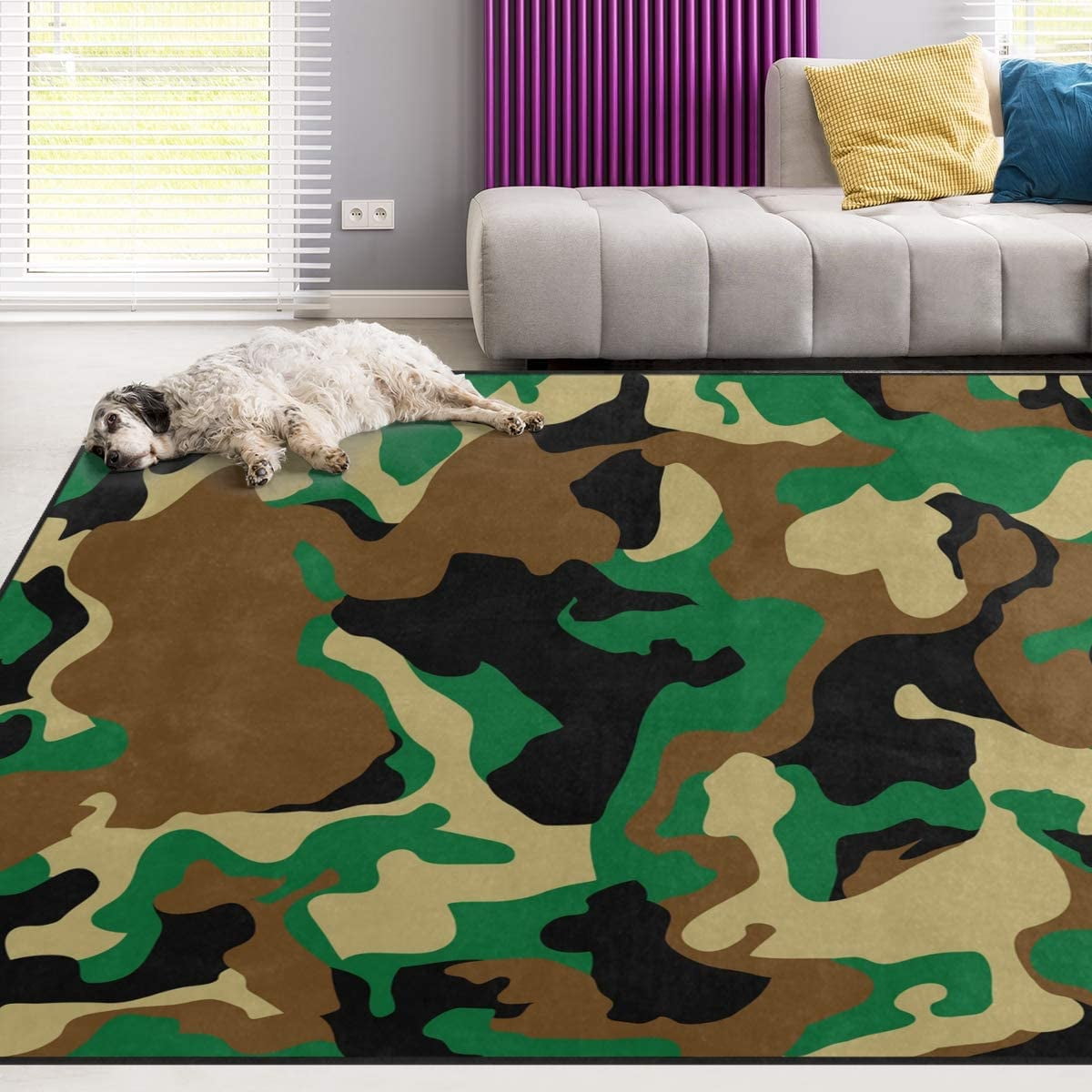 GZHJMY Military Camo Area Rug 4'x6', Woodland Camoflage Polyester Area ...