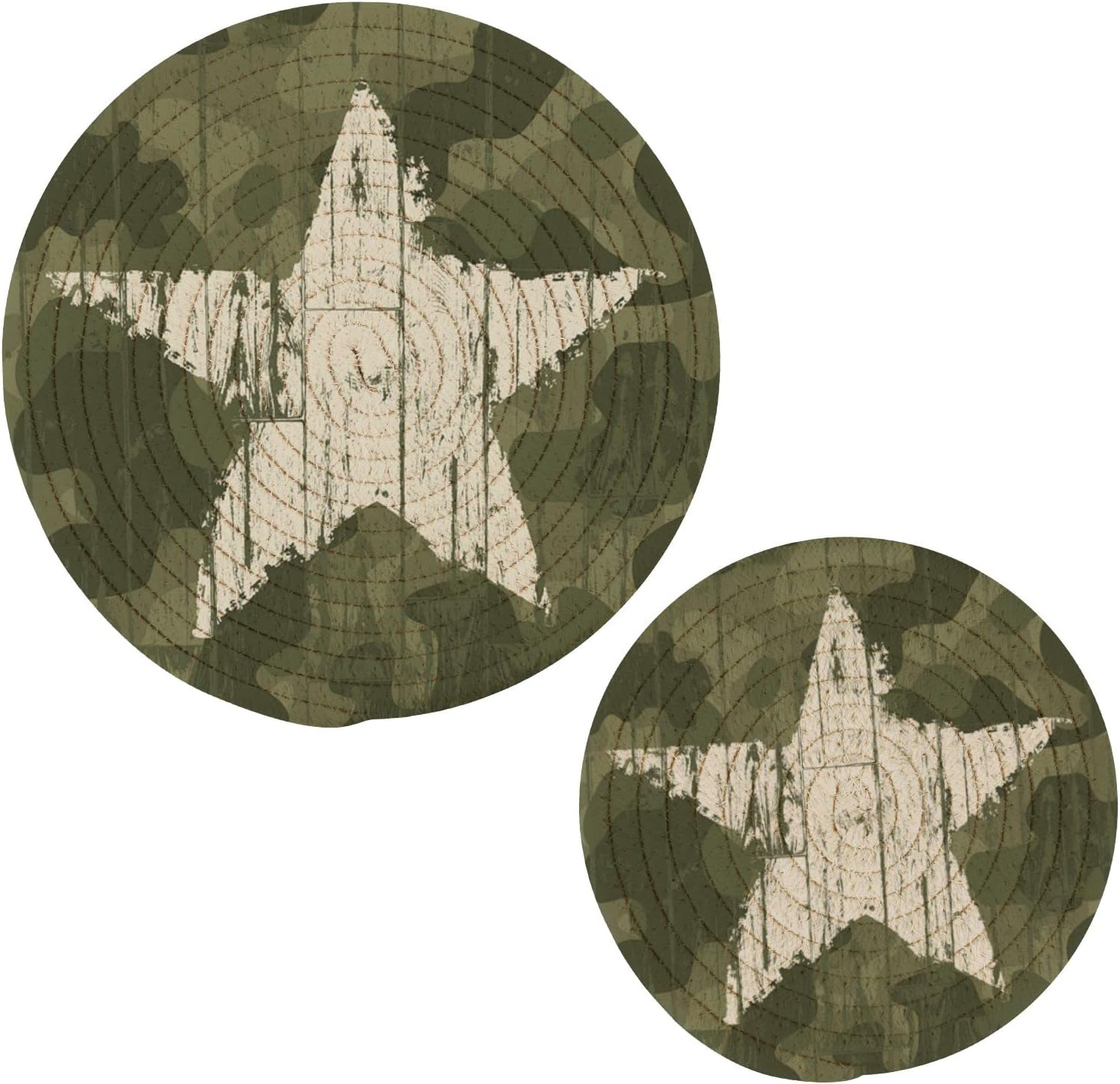 GZHJMY Military Camouflage Background with Star Print Round Cotton Rope ...