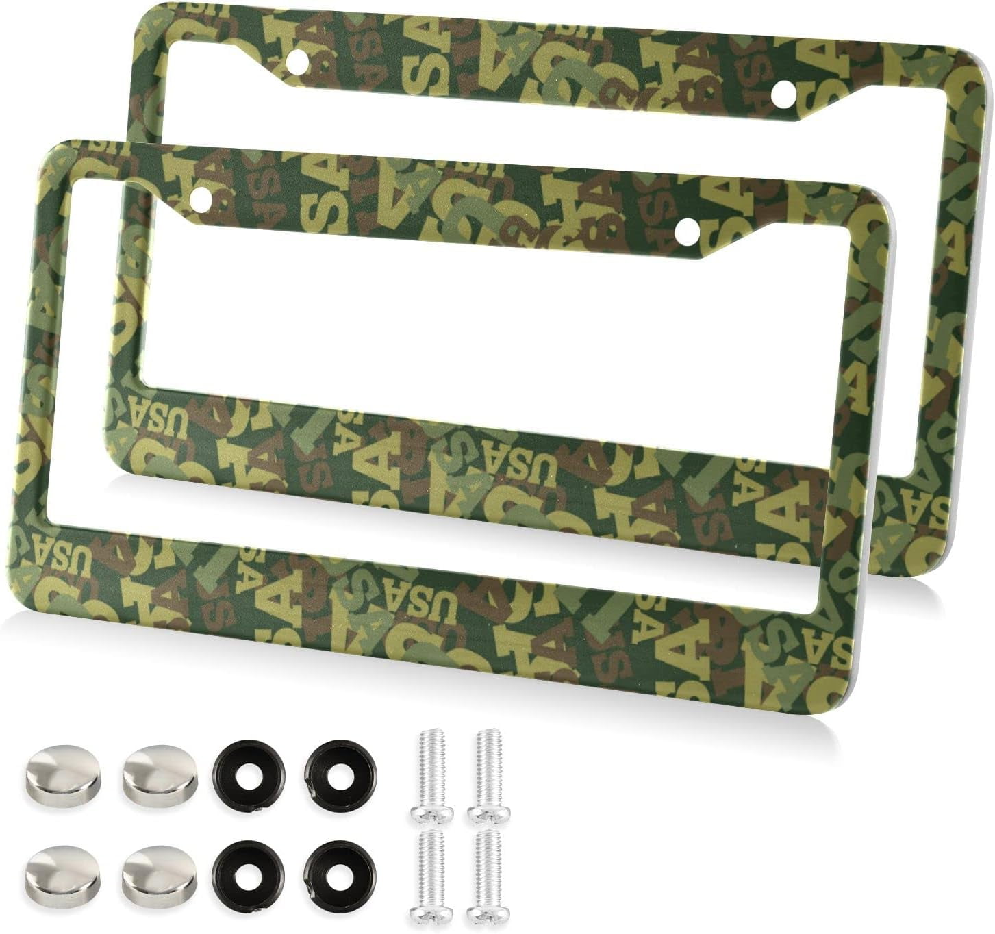 GZHJMY Military Camouflage USA License Plate Frames for Women Men 2 pcs ...