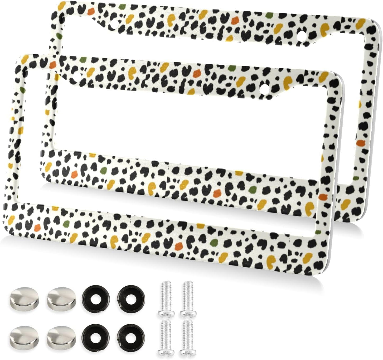 GZHJMY Modern Leopard Print Animal License Plate Frames for Women Men 2 ...