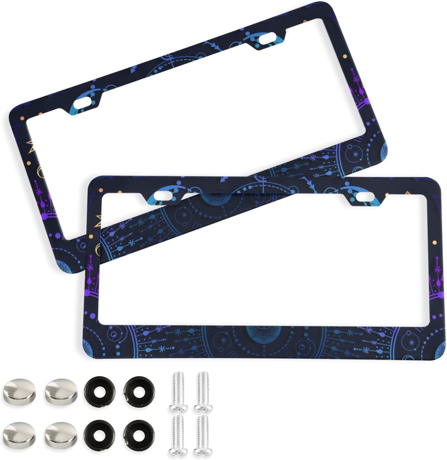 GZHJMY Moon Star Witchy Blue & Purple License Plate Frames for Women ...